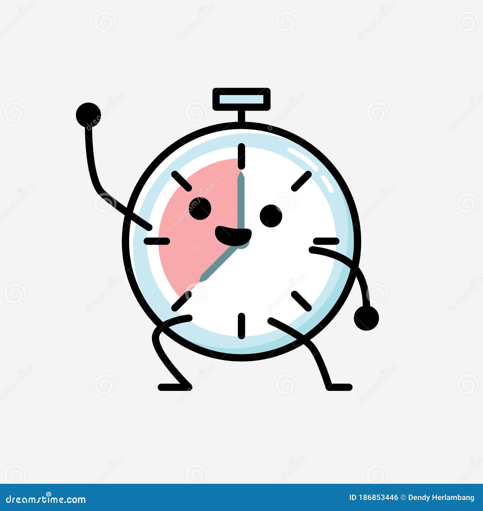 Cute Timer Clock Mascot Vector Character in Flat Design Style Stock ...