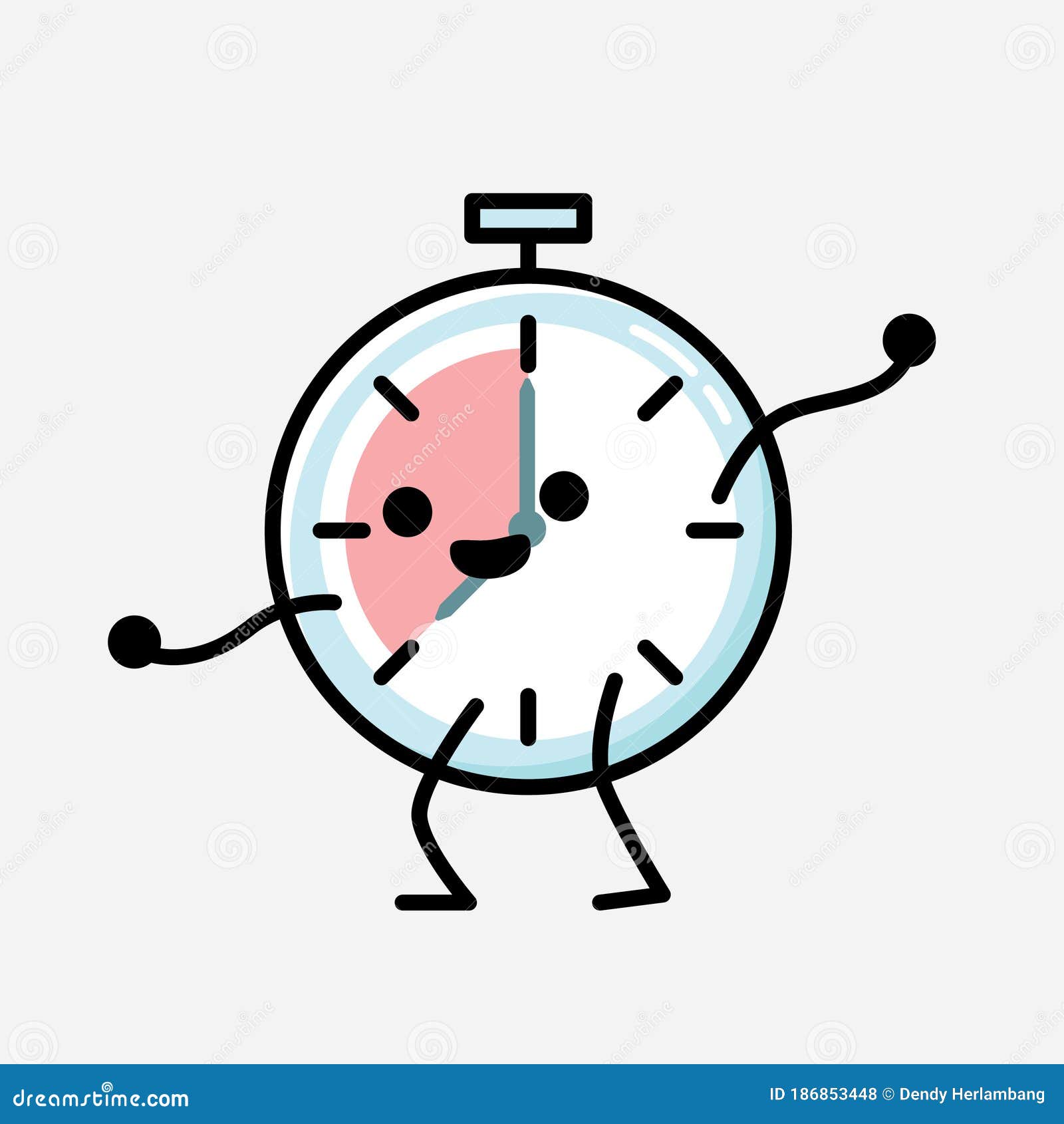 Cute Timer Clock Mascot Vector Character in Flat Design Style Stock ...