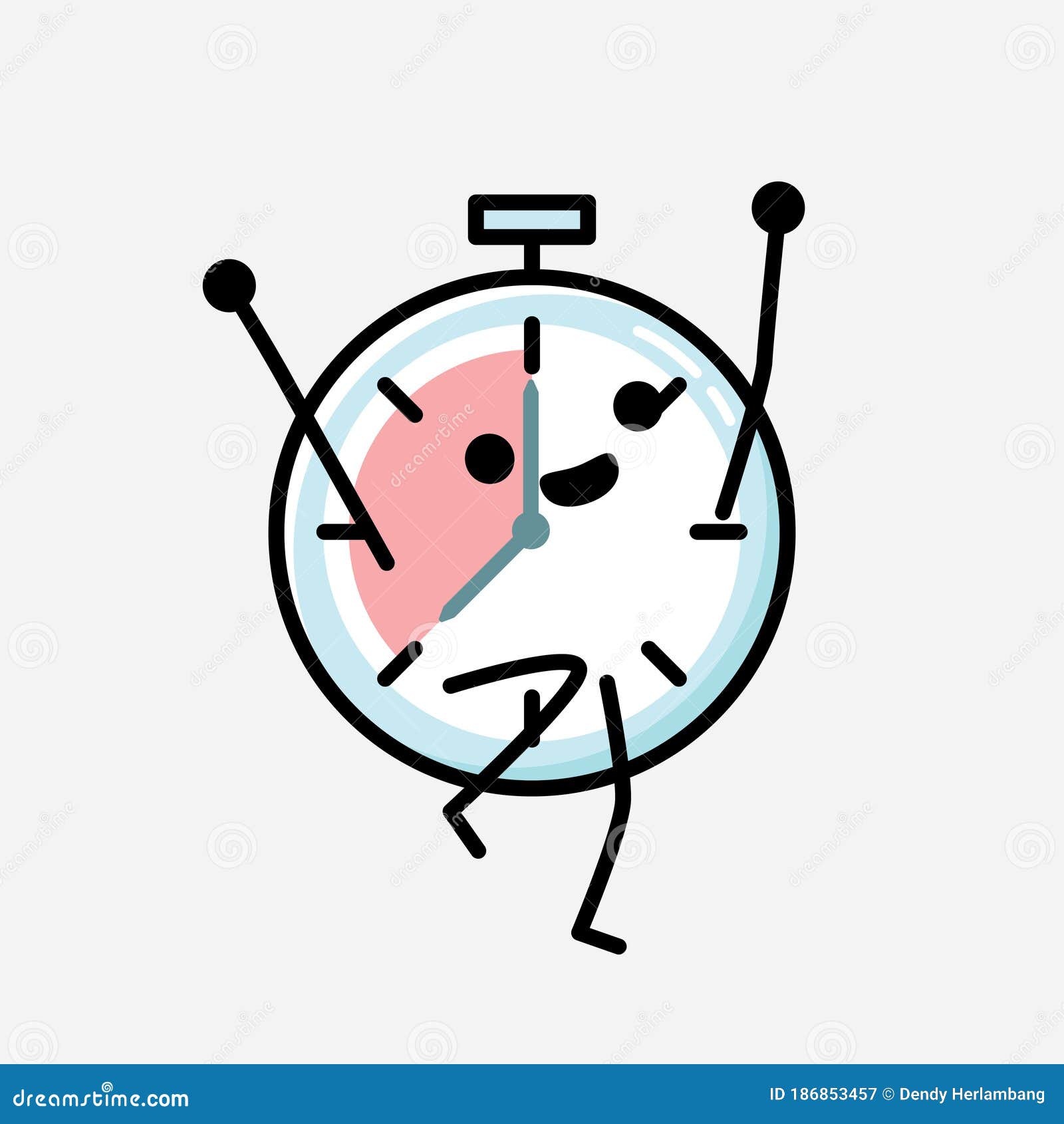 Cute Timer Clock Mascot Vector Character in Flat Design Style Stock ...