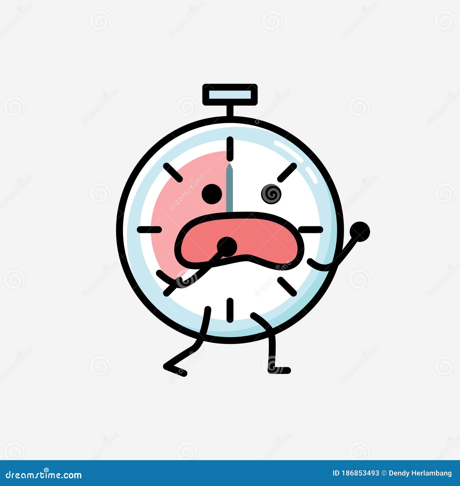 Cute Timer Clock Mascot Vector Character in Flat Design Style Stock ...