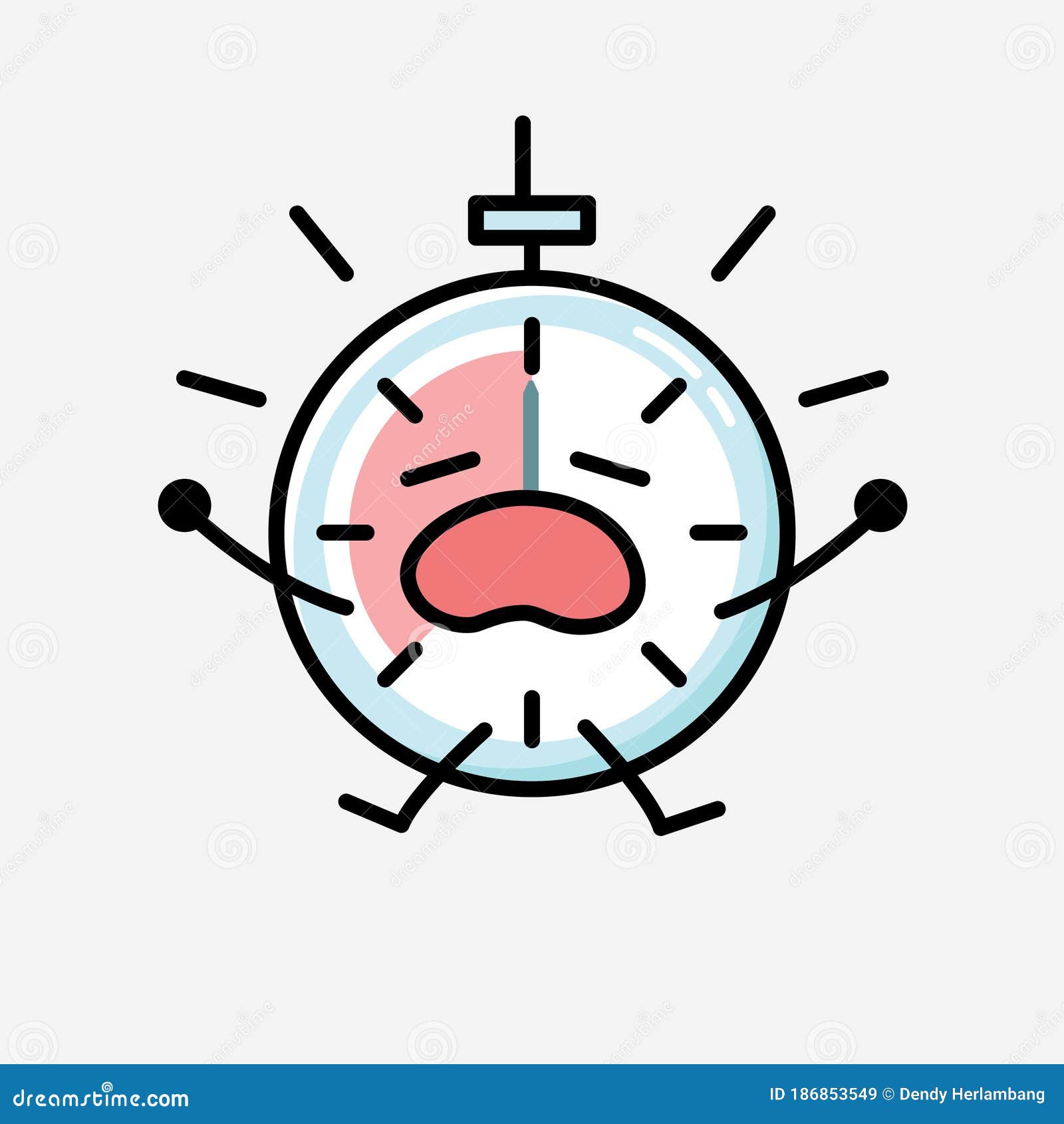 Cute Timer Clock Mascot Vector Character in Flat Design Style Stock ...