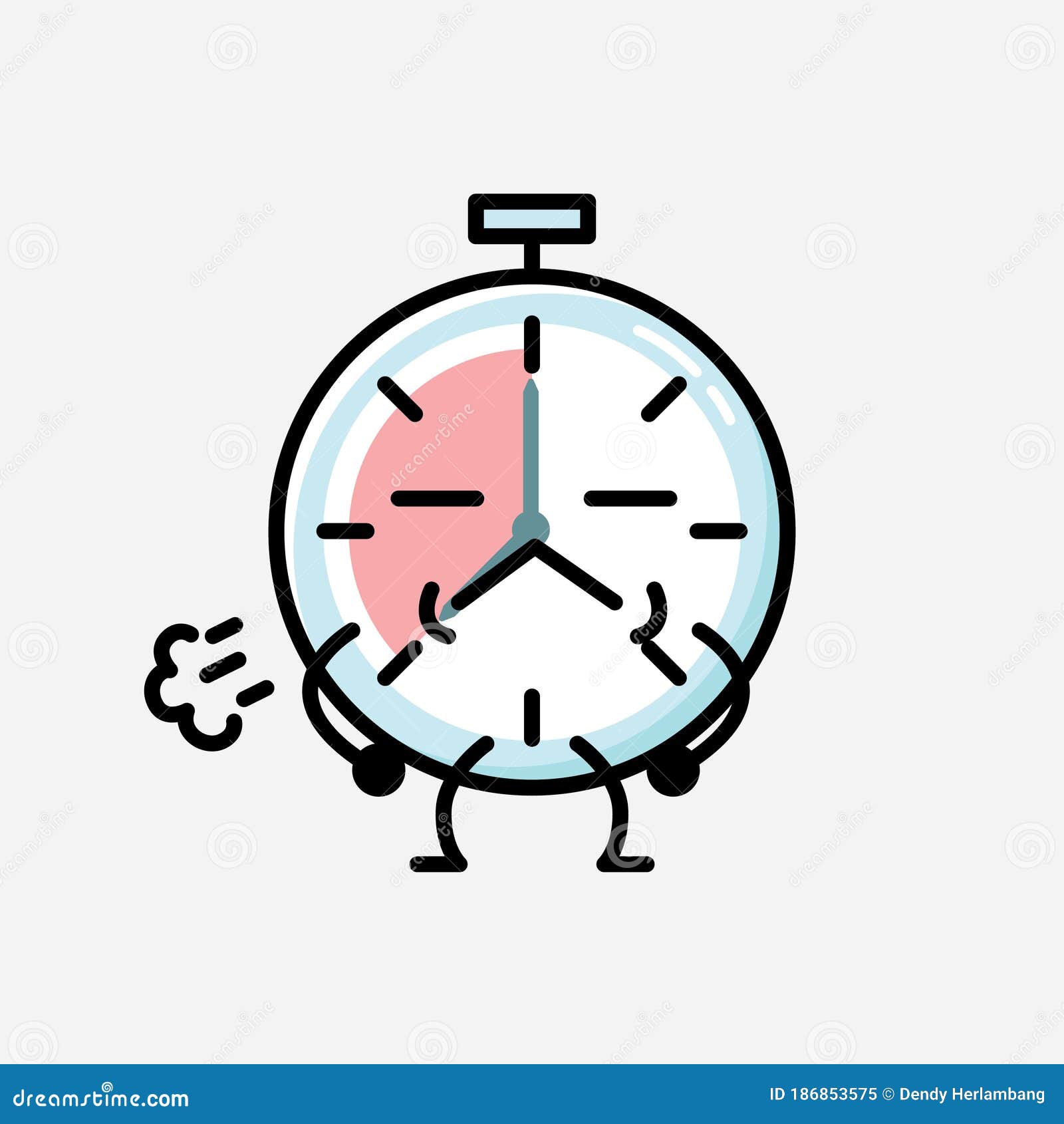 Cute Timer Clock Mascot Vector Character in Flat Design Style Stock ...