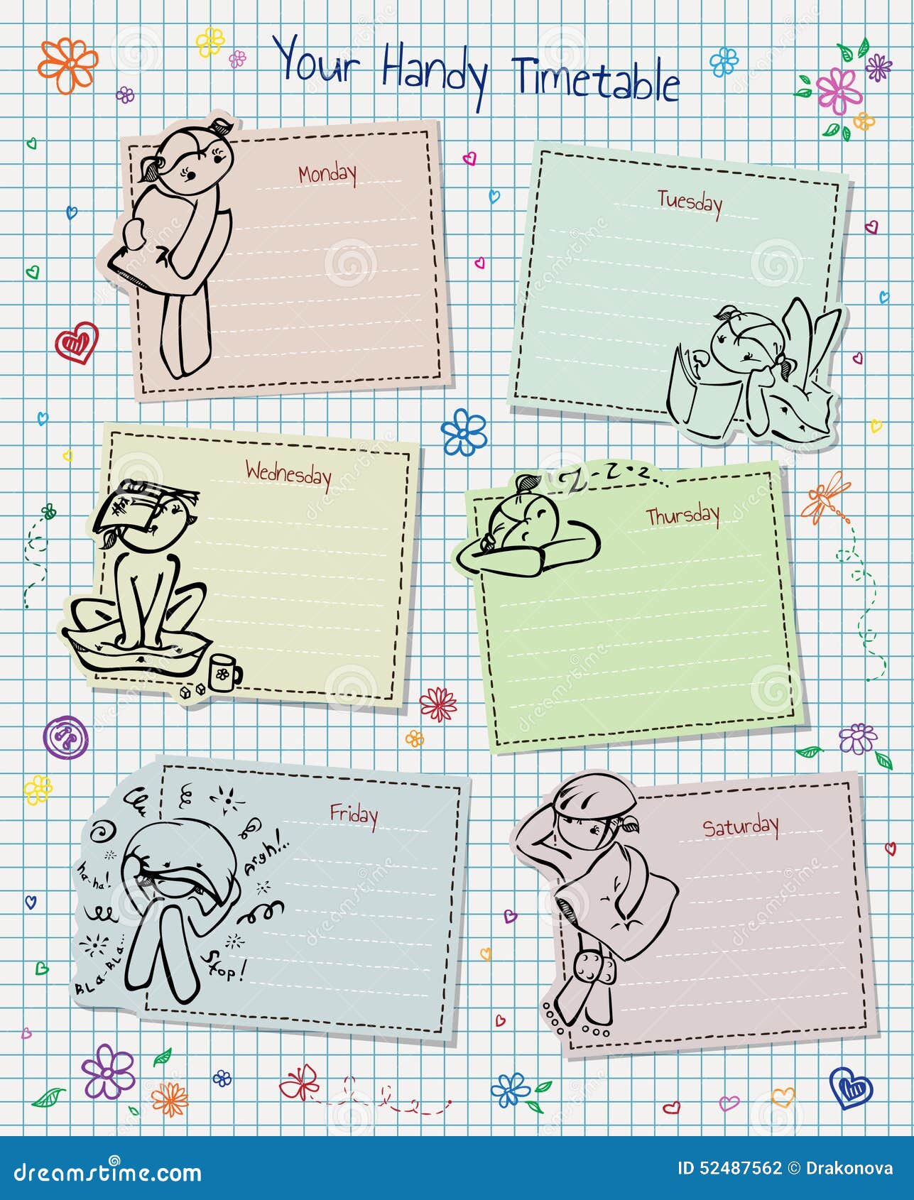 Cute timetable stock vector. Illustration of ballpen - 52487562