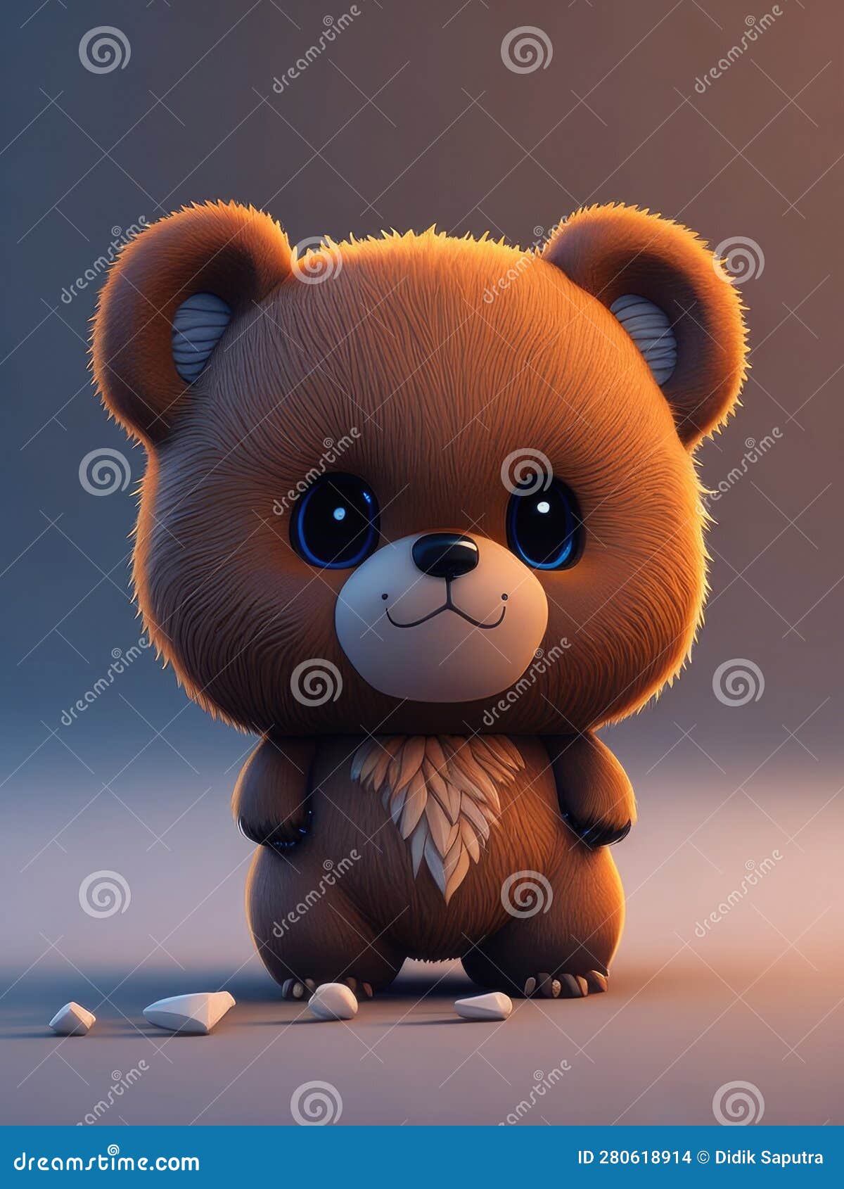 Cute tiny Anime bear stock illustration. Illustration of charming ...