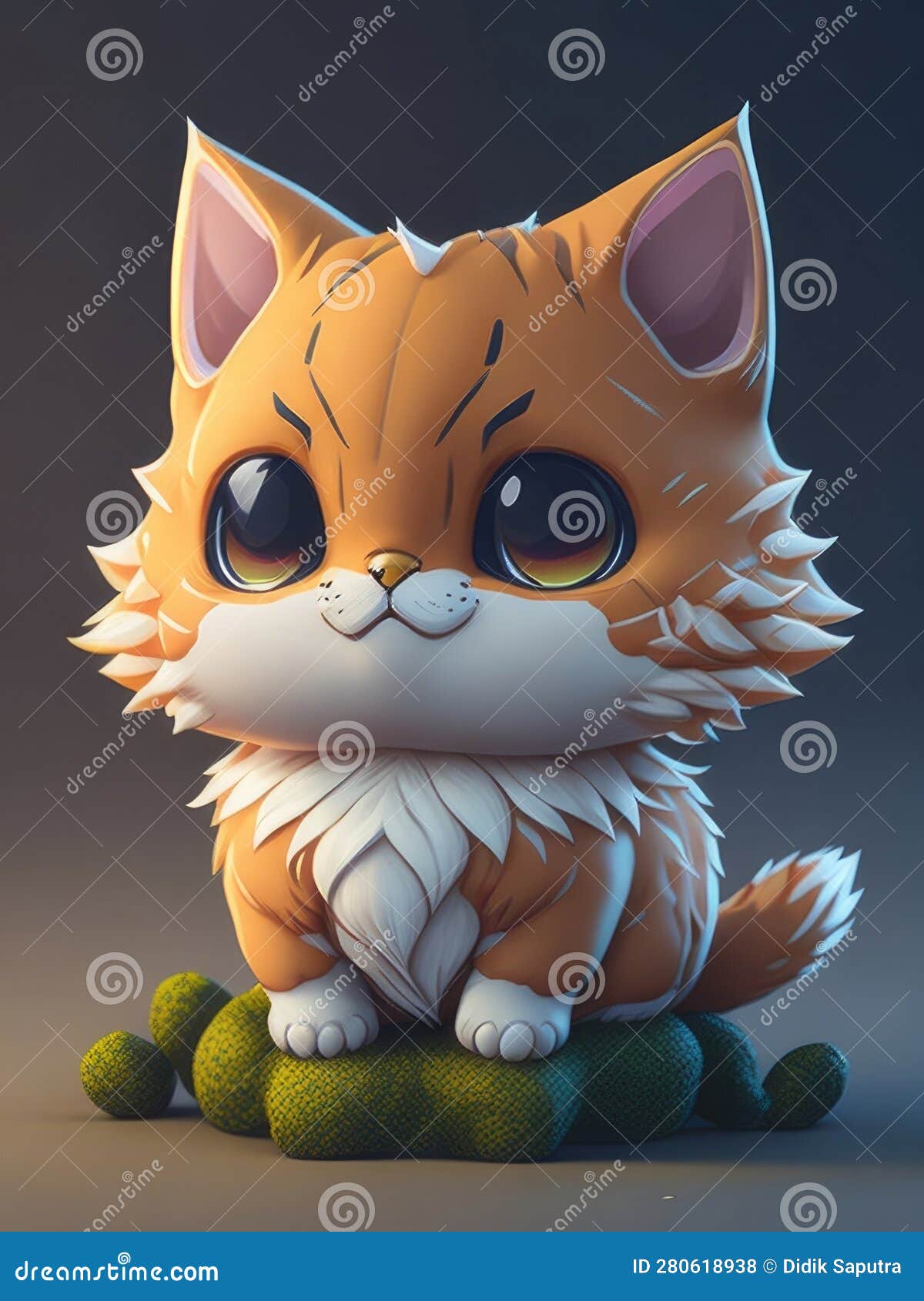 Cute tiny Anime cat stock illustration. Illustration of decor - 280618938