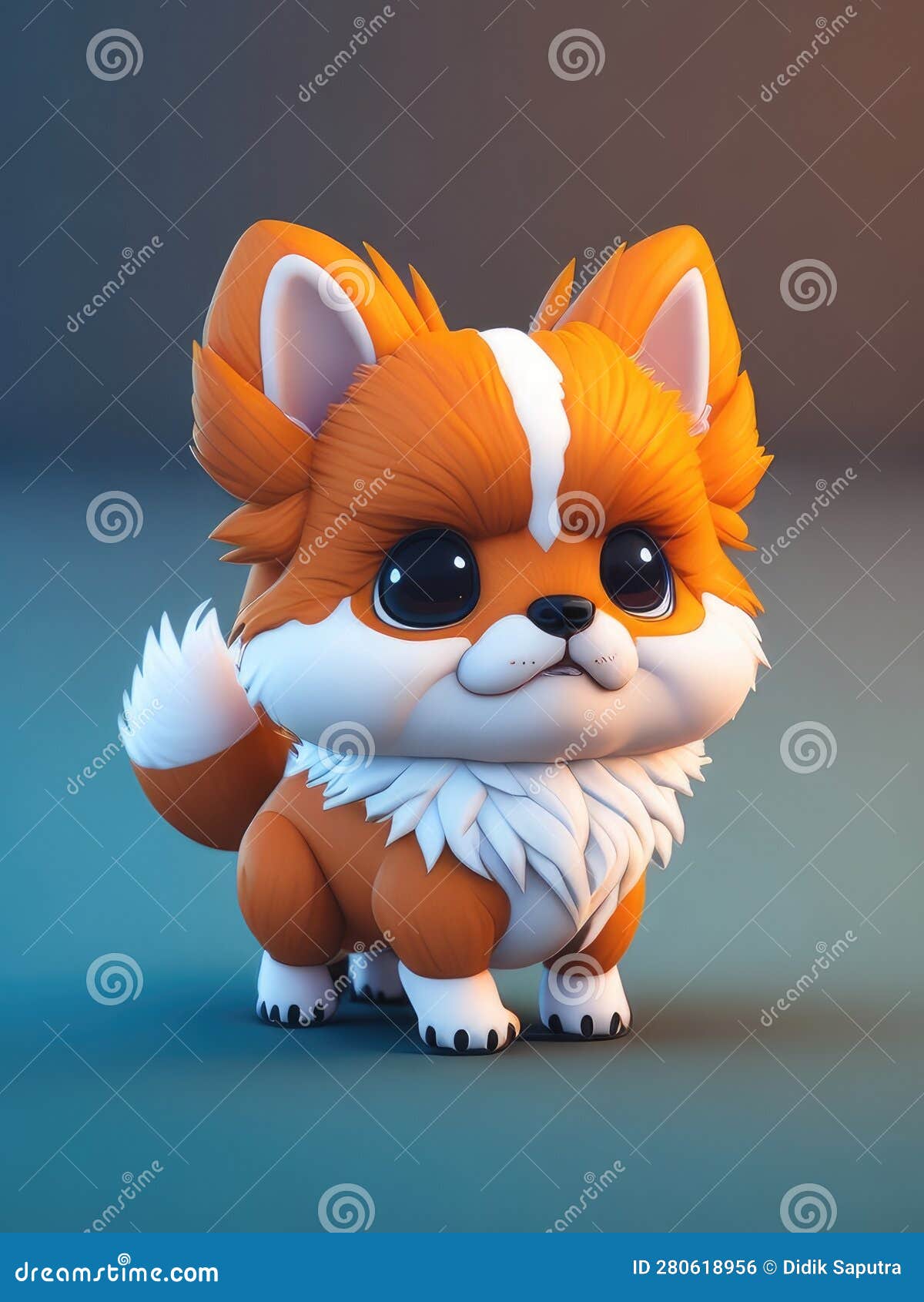 Cute tiny Anime dog stock illustration. Illustration of innocent ...