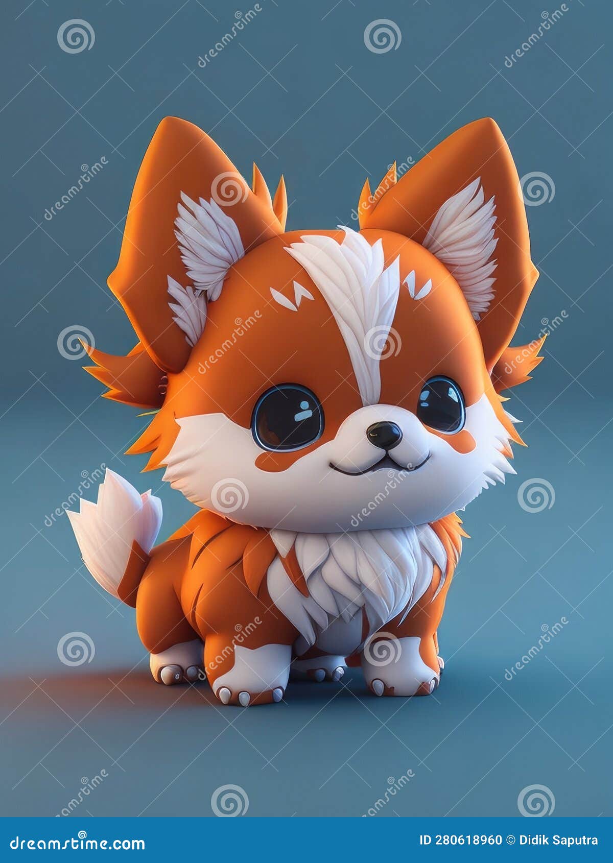 Cute tiny Anime dog stock illustration. Illustration of tail - 280618960