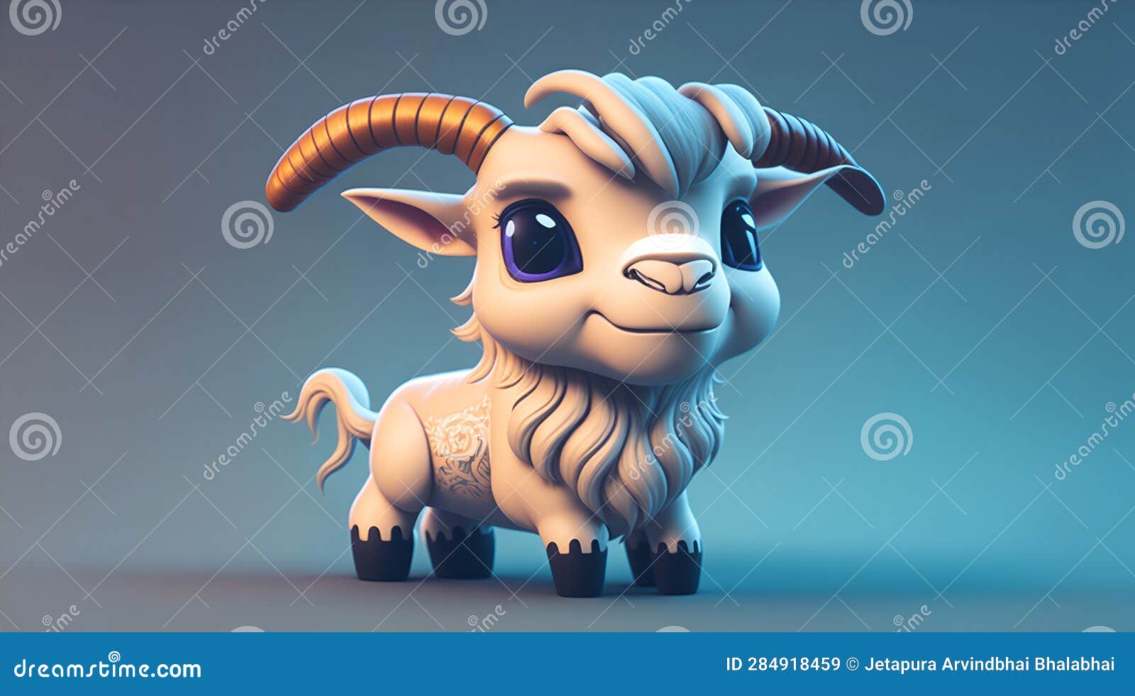 Cute Tiny Anime Goat, Cartoon Logo Design, AI Generative Illustration ...