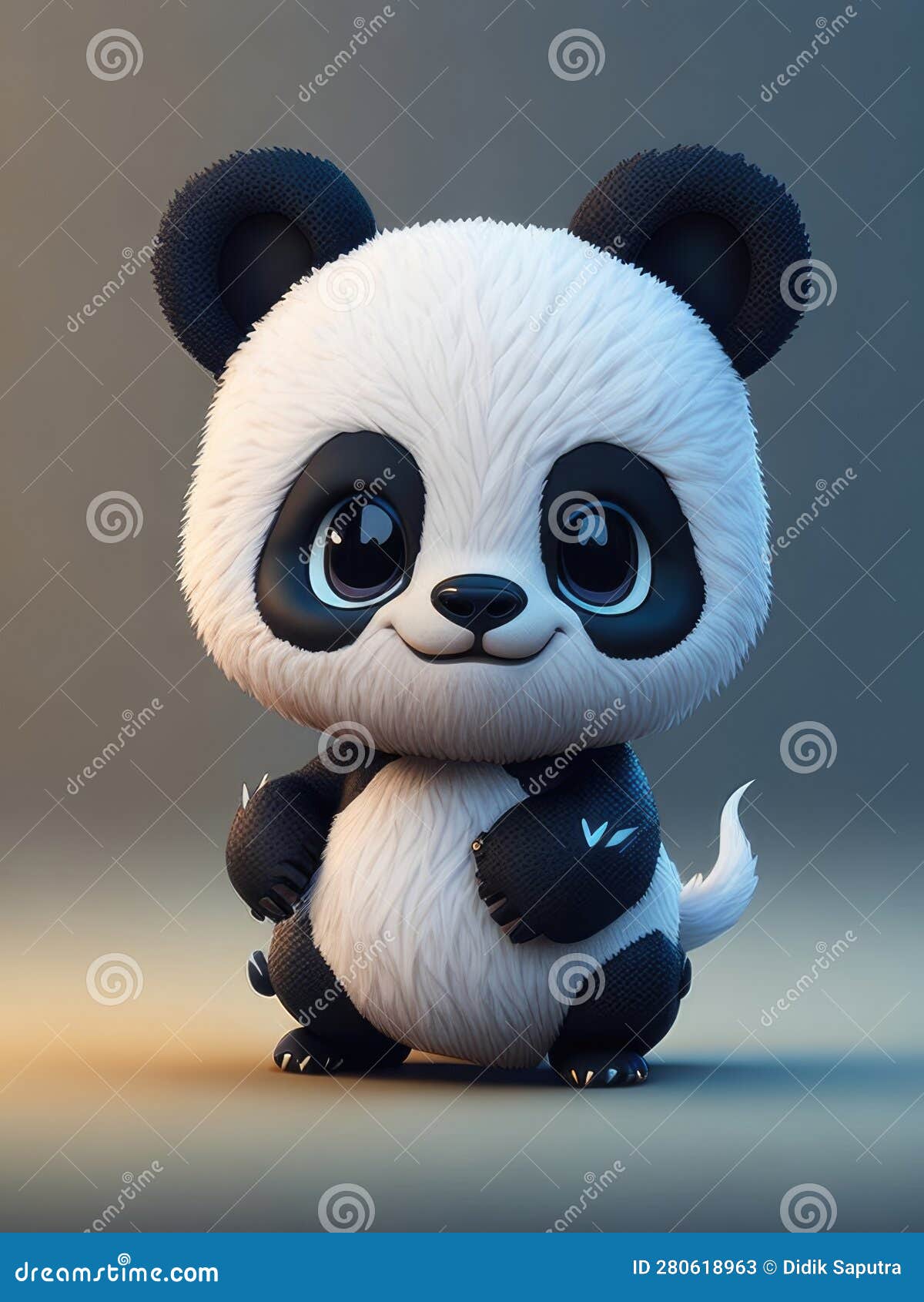 Cute tiny Anime panda stock illustration. Illustration of adorable ...