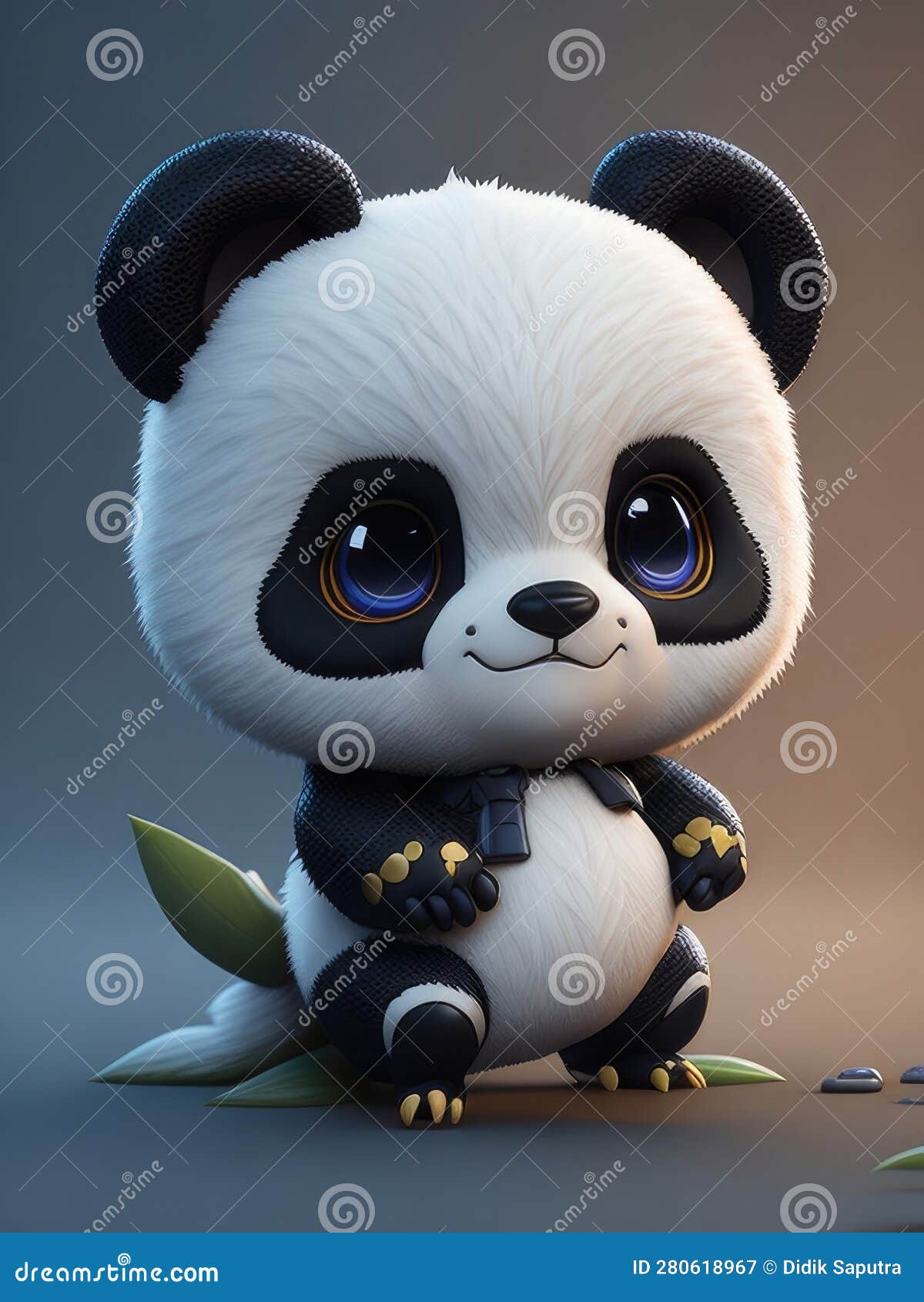 Cute tiny Anime panda stock illustration. Illustration of posing ...
