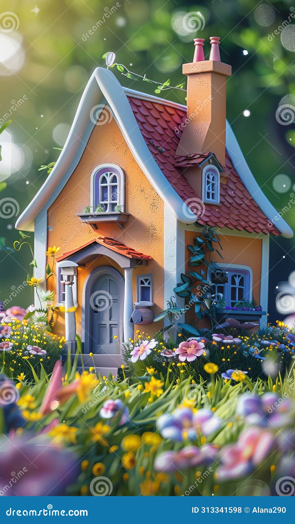 Cute Tiny 3d House, Small Magical Mini Cottage Home Stock Illustration ...