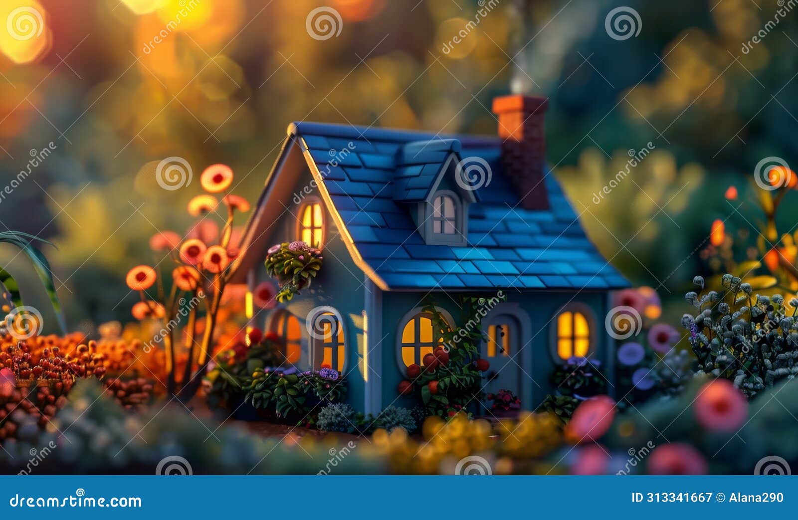 Cute Tiny 3d House, Small Magical Mini Cottage Home Stock Illustration ...