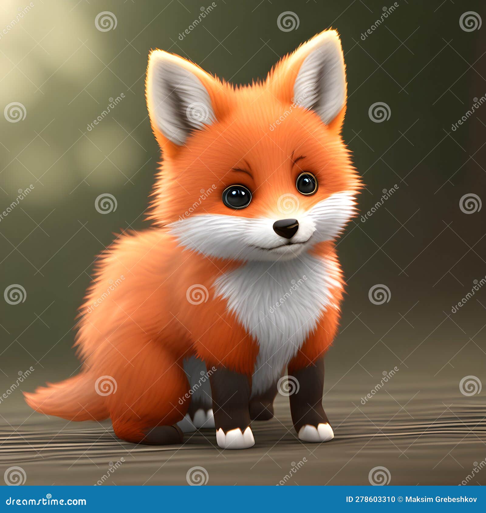 Cute Tiny Little Fox Cub , Generative AI Stock Illustration ...