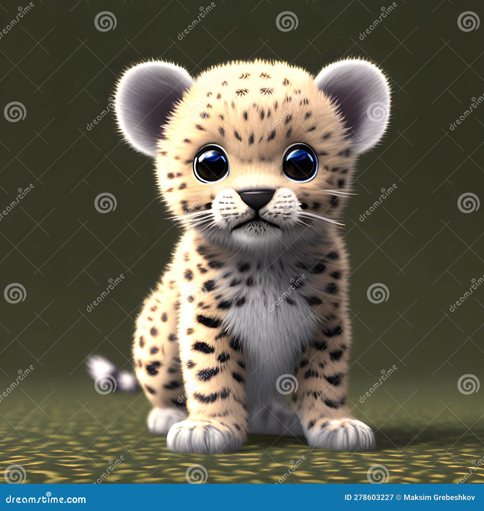 Cute Tiny Little Leopard Cub , Generative AI Stock Illustration ...
