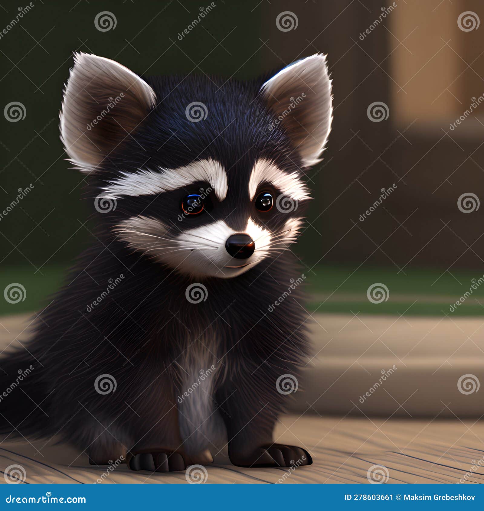 Cute Tiny Little Raccoon Cub , Generative AI Stock Illustration ...