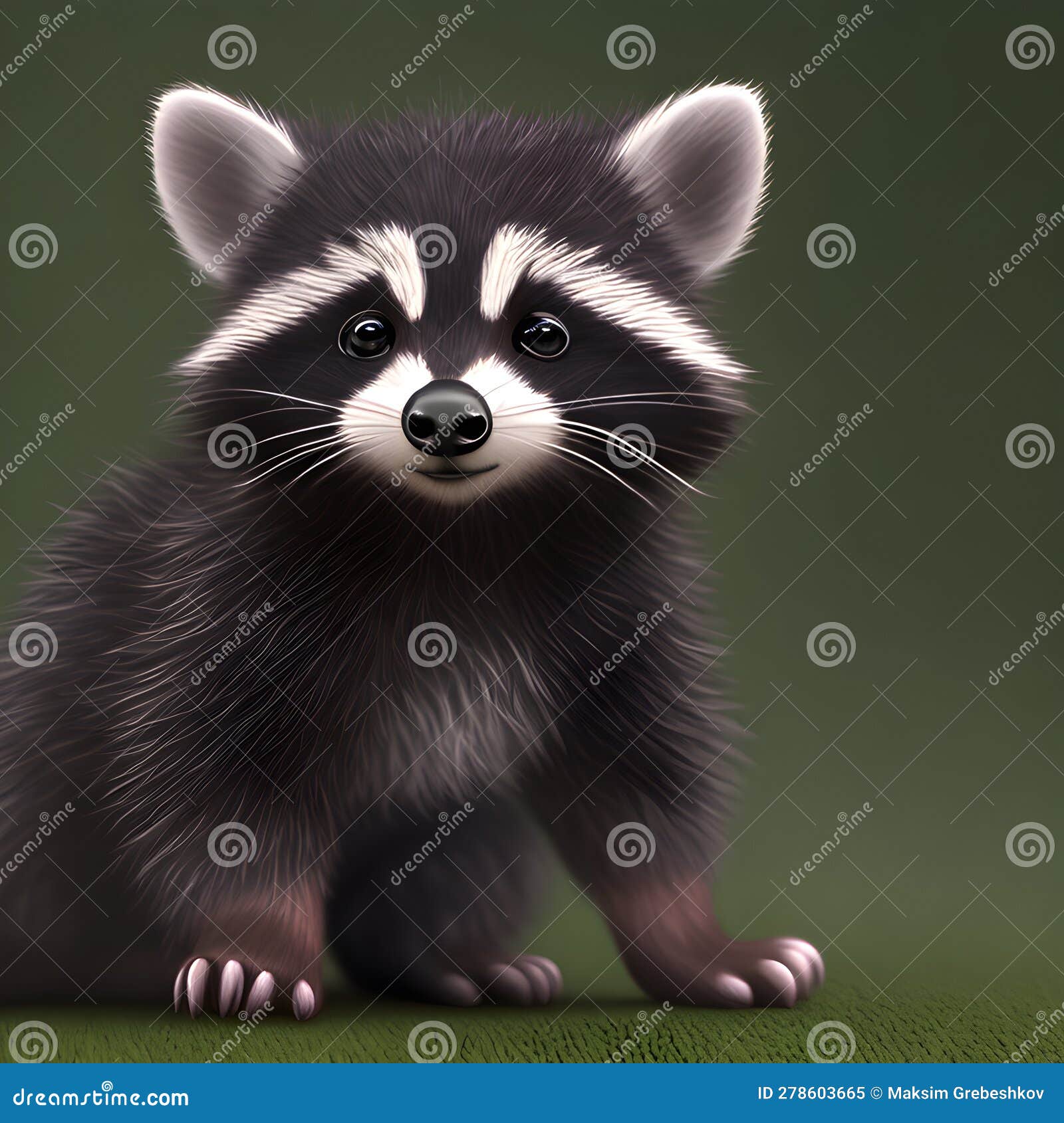 Cute Tiny Little Raccoon Cub , Generative AI Stock Illustration ...