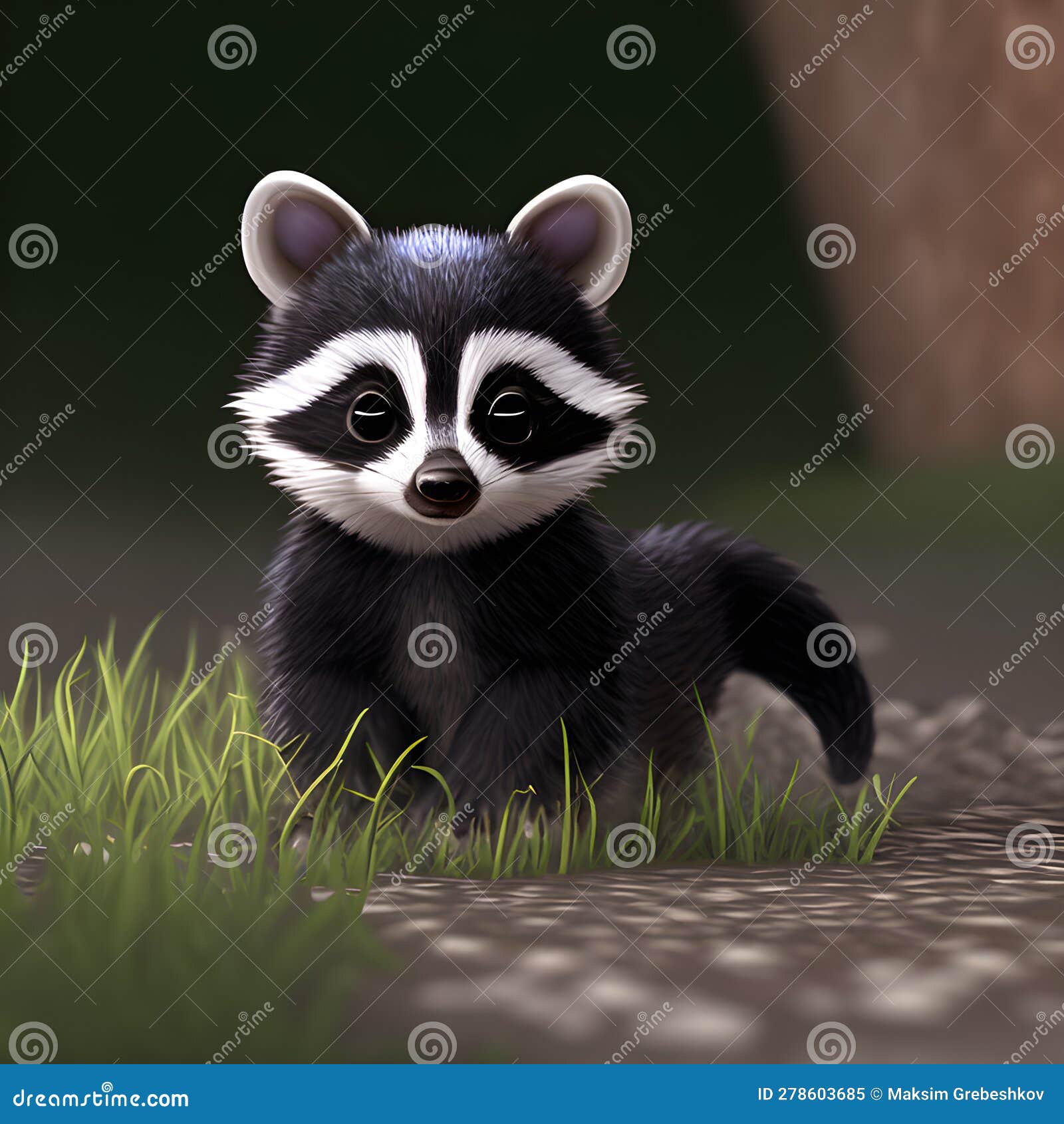 Cute Tiny Little Raccoon Cub , Generative AI Stock Illustration ...