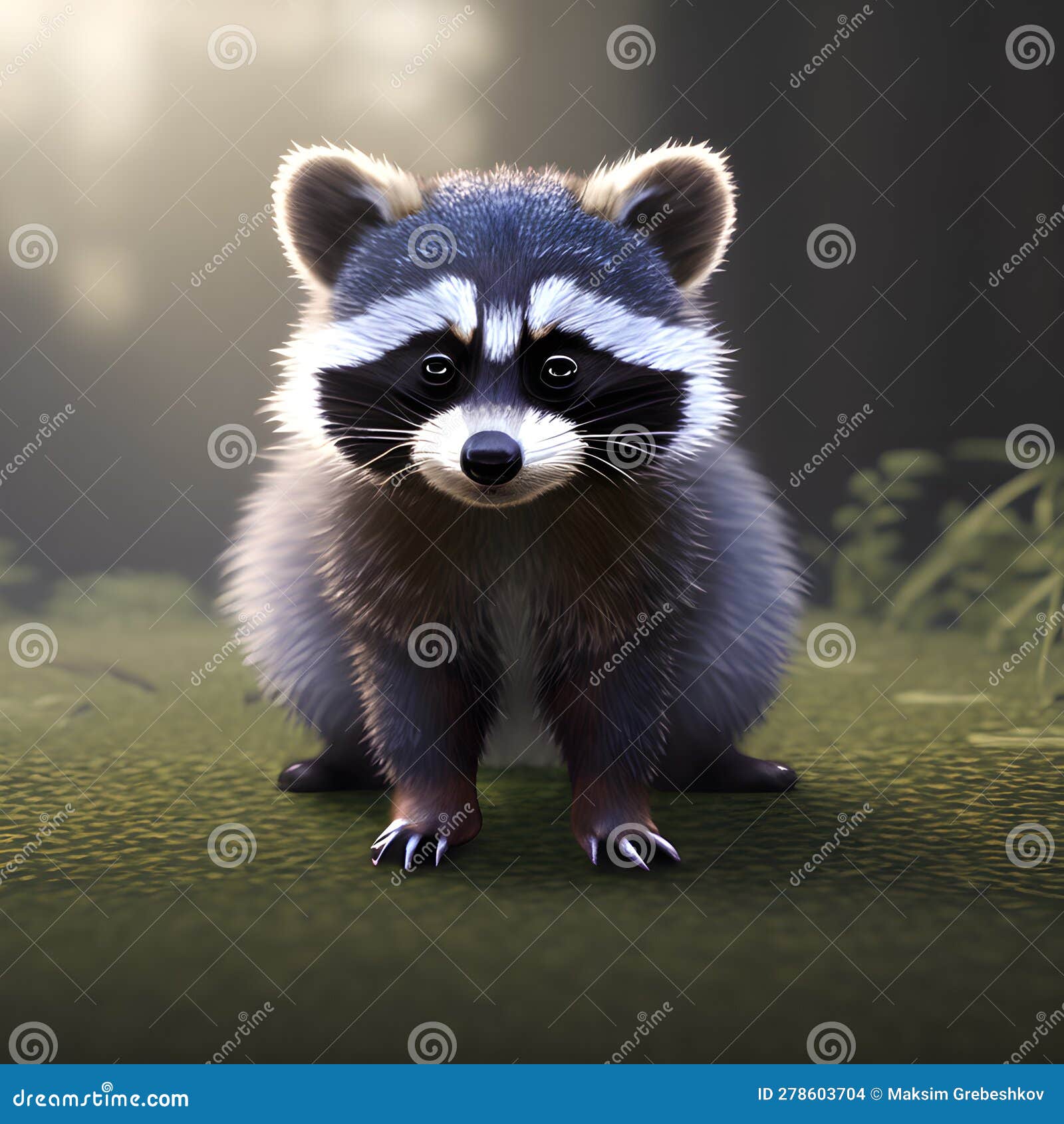 Cute Tiny Little Raccoon Cub , Generative AI Stock Illustration ...