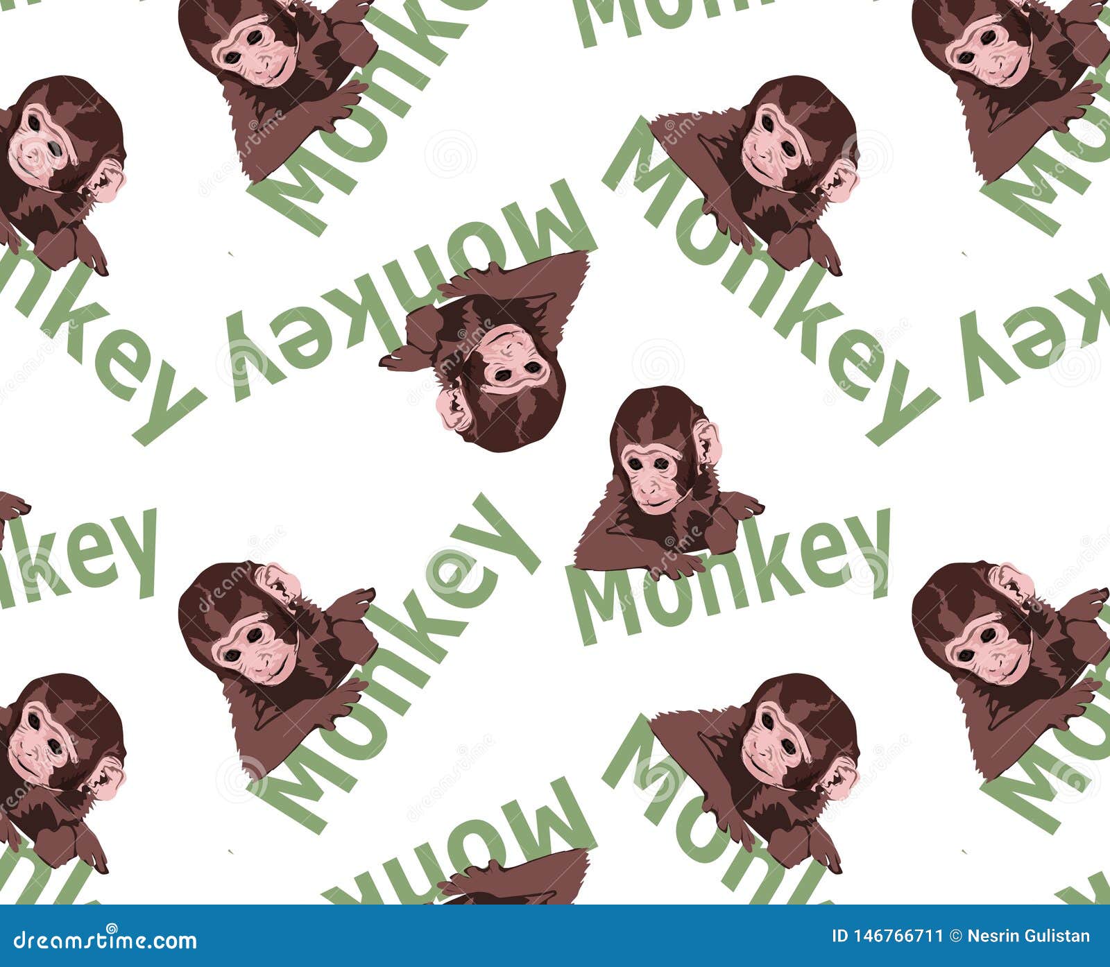 Cute Tiny Monkey and Textile Printing Variants, Gift Paper Printing ...