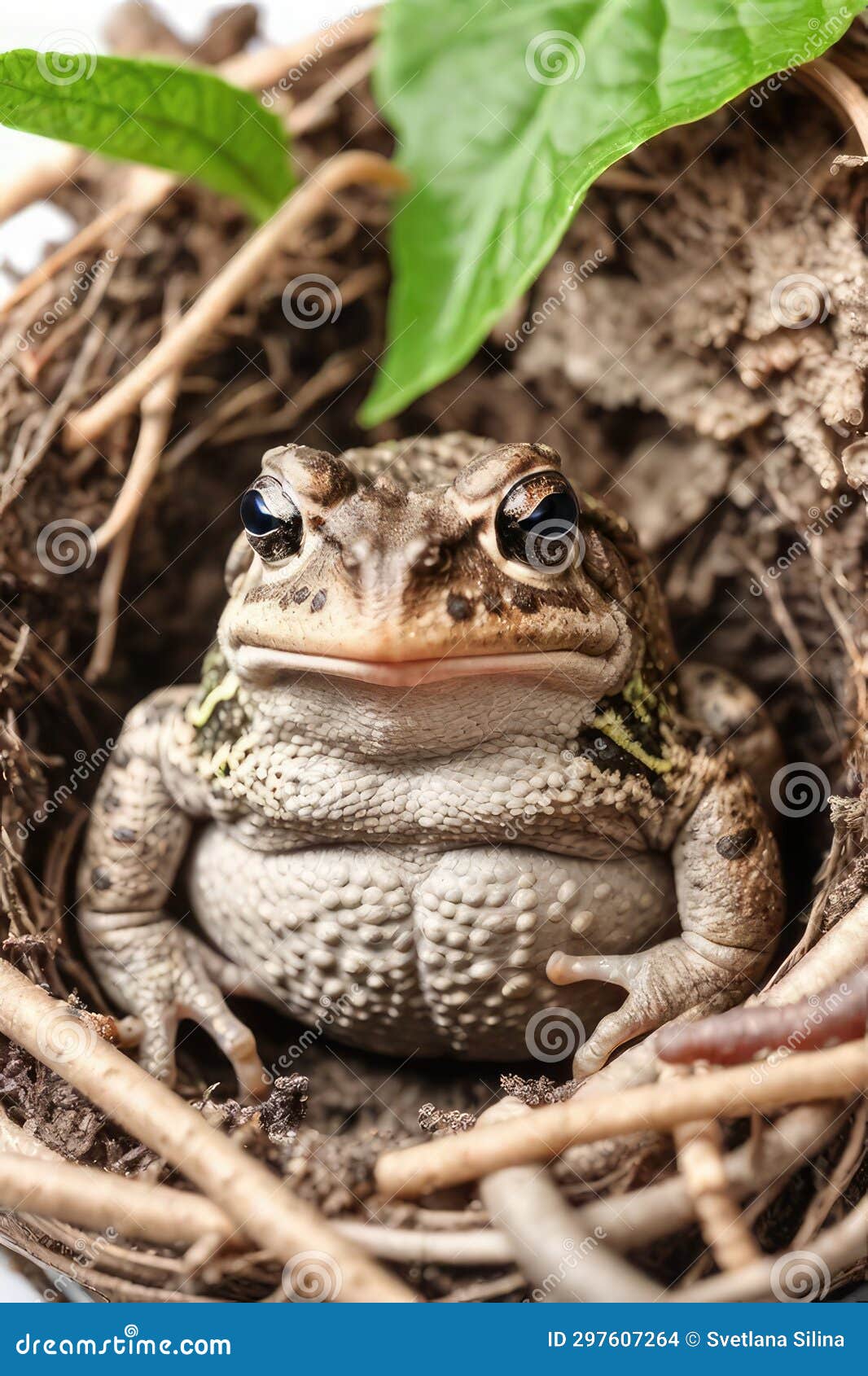 A Cute Toad in a Nest of Twigs Stock Illustration - Illustration of ...