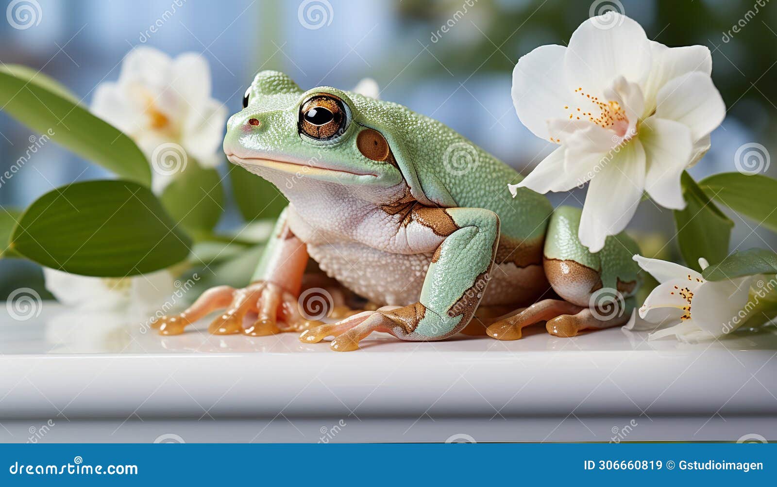 Cute Toad Sitting on Flower, Looking at Camera in Nature Generated by ...