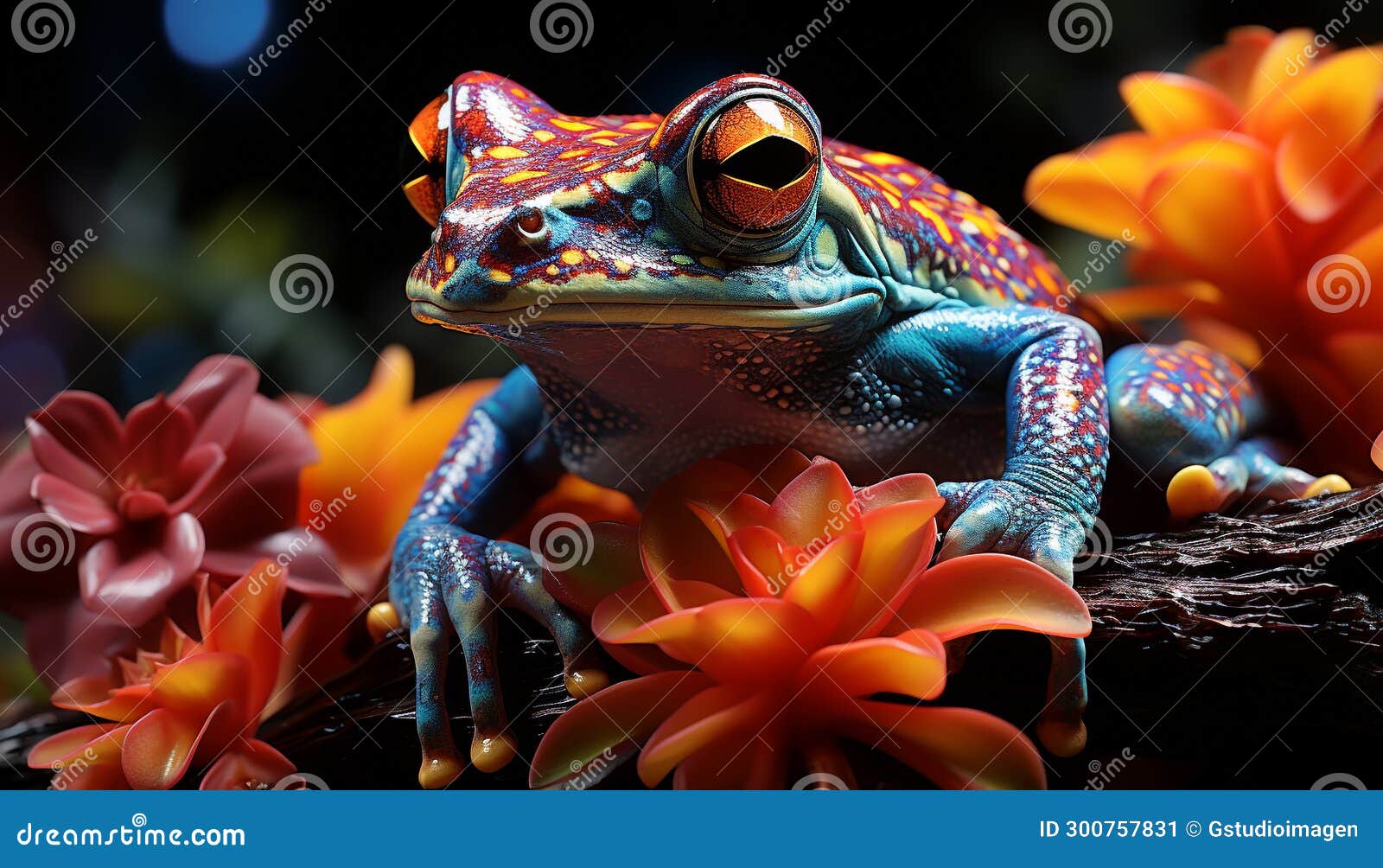 Cute Toad Sitting on a Flower in Tropical Rainforest Generated by AI ...