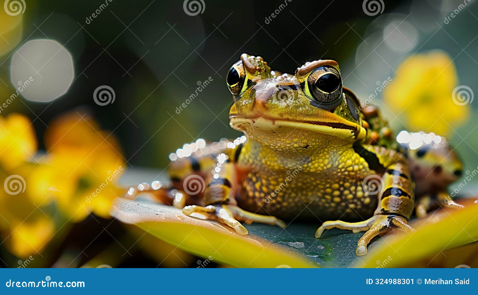 A Cute Toad Sitting on a Leaf Looking at Camera, AI Generative Stock ...