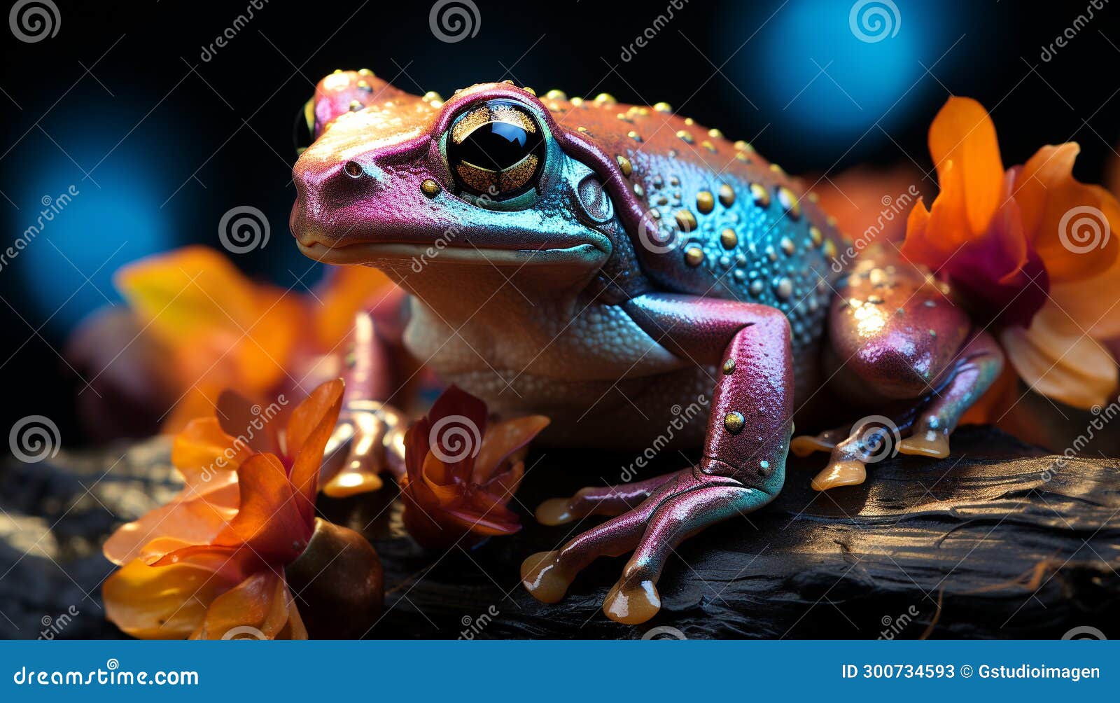 A Cute Toad Sitting on a Leaf, Looking at You Generated by AI Stock ...