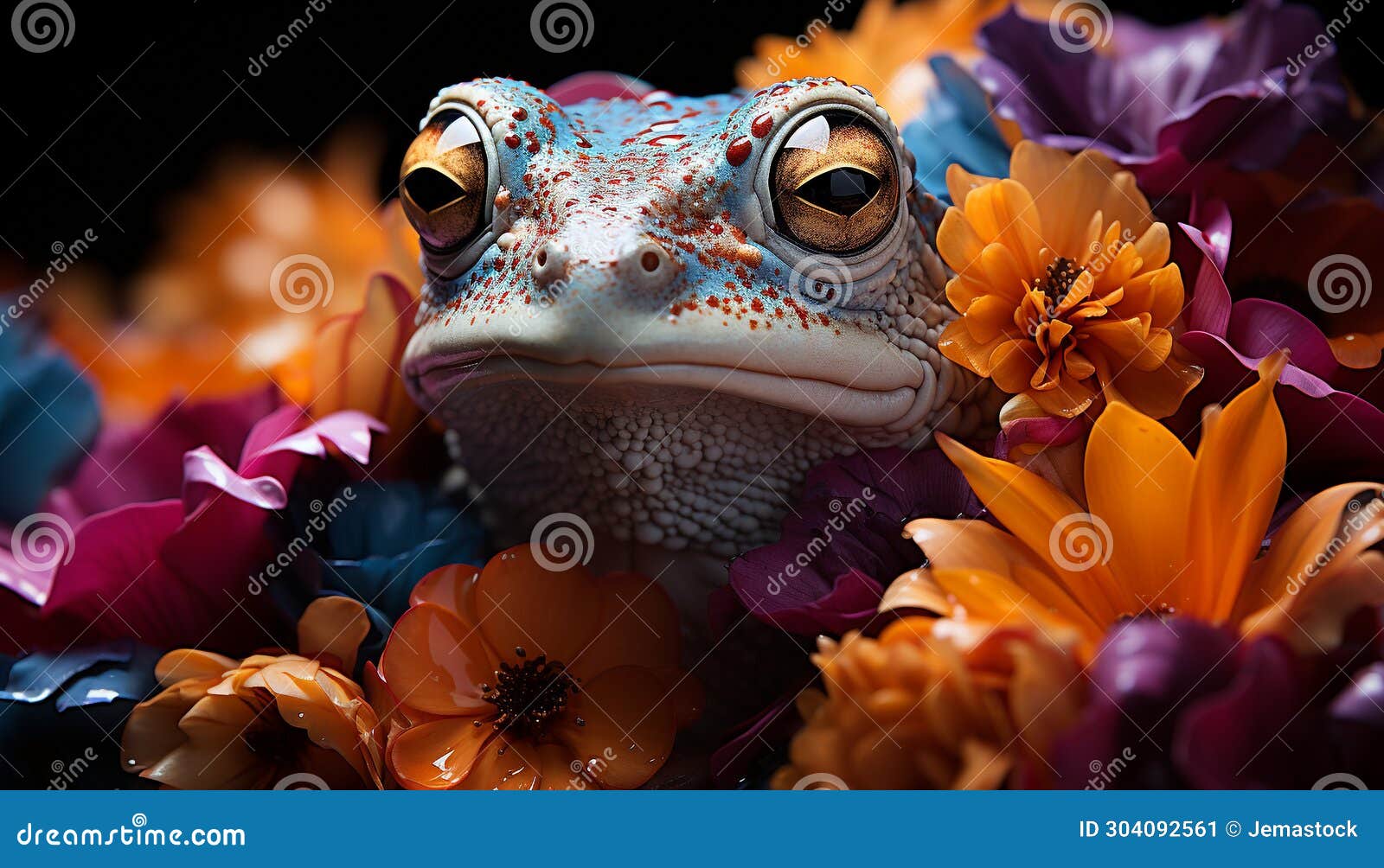 Cute Toad Sitting on Pink Flower, Looking Generated by AI Stock Image ...