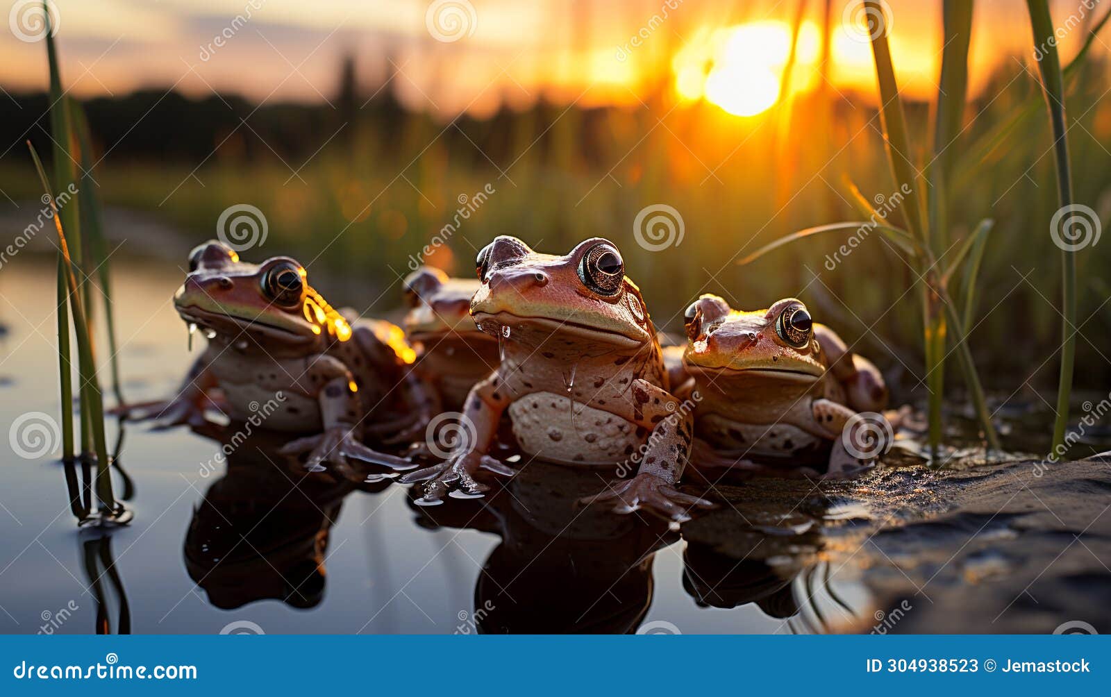 Cute Toad Sitting by Pond, Looking at Camera Generated by AI Stock ...