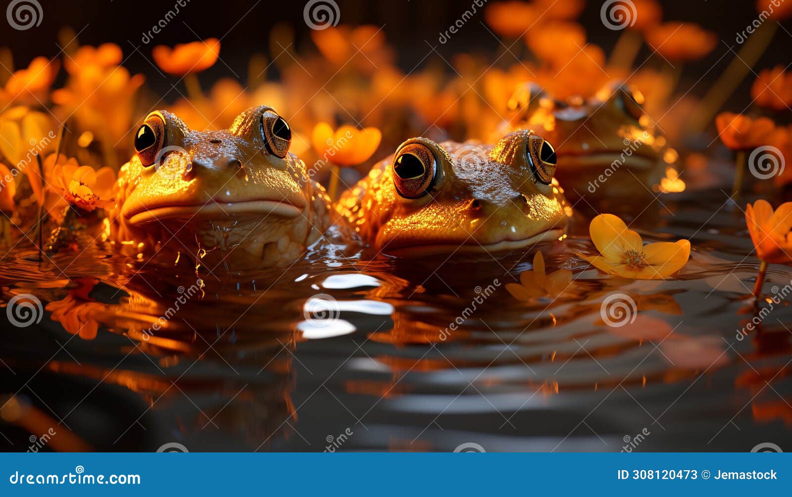Cute Toad Sitting in Water, Looking at Camera Generated by AI Stock ...