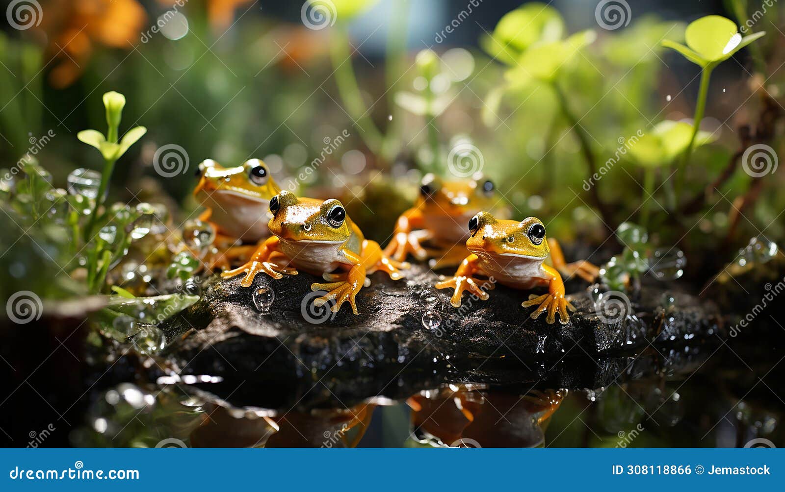 A Cute Toad Sitting on a Wet Leaf in the Forest Generated by AI Stock ...
