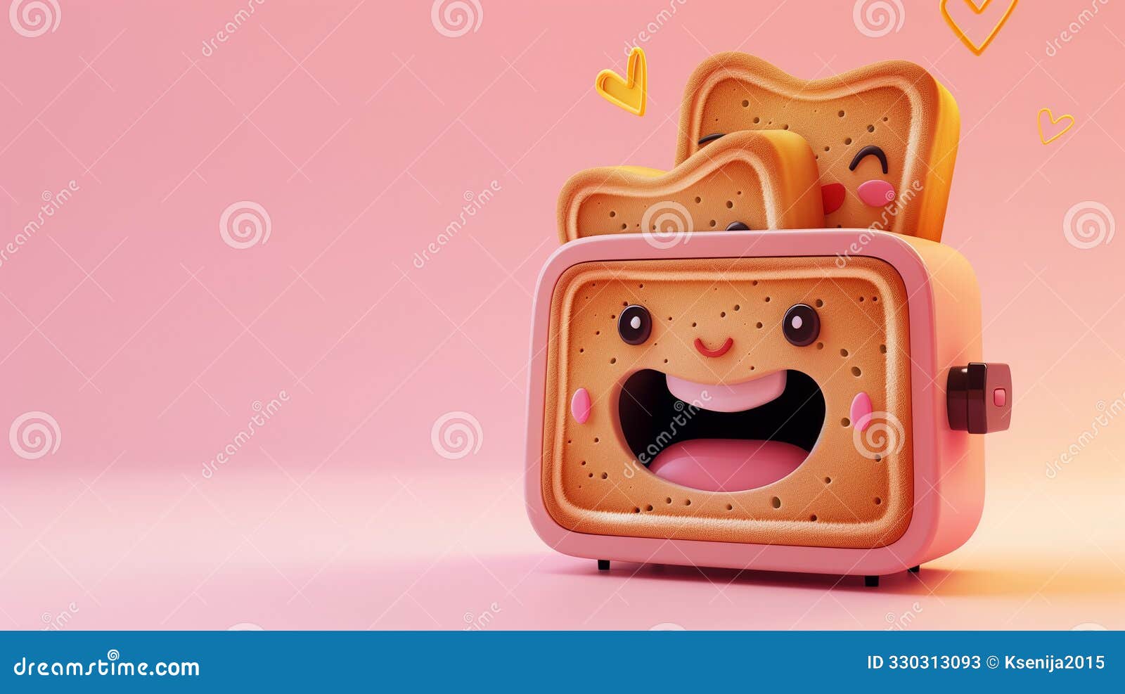 Cute Toaster with Happy Toasts Popping Out Stock Illustration ...