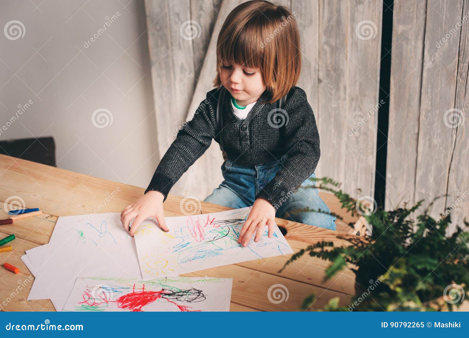 Cute Toddler Boy Drawing at Home Stock Image - Image of learn, colorful ...