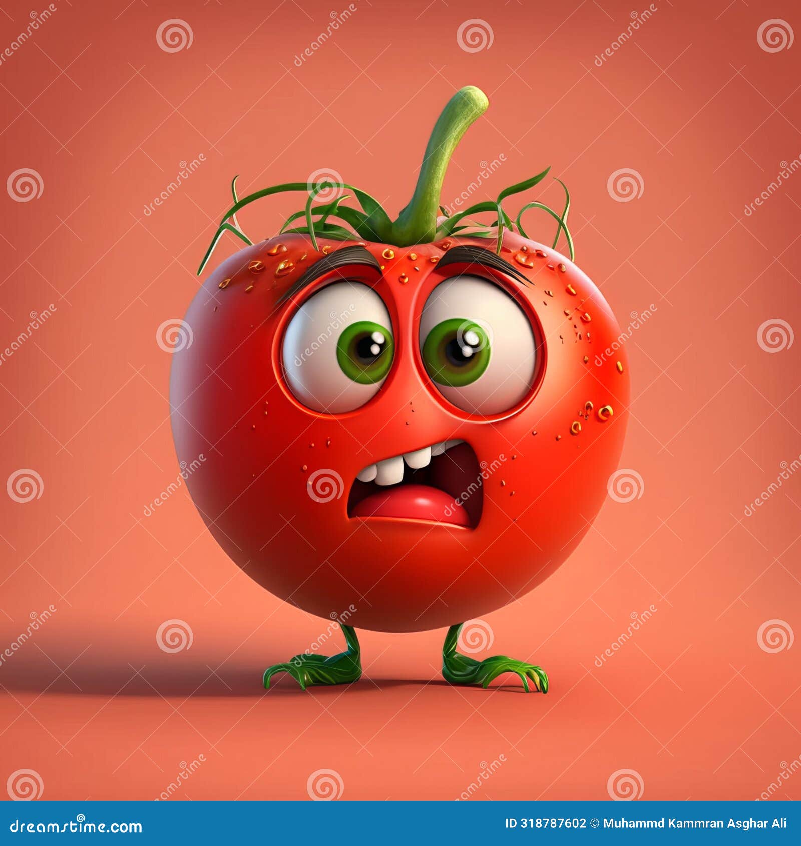 Goofy Tomato Cartoon Character With Googly Eyes In 3D On Transparent ...