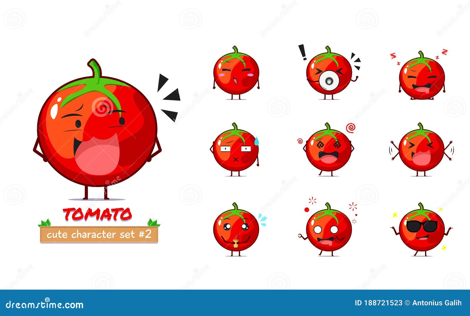 Cute Tomato Character Illustration Set 2 Stock Vector - Illustration of ...