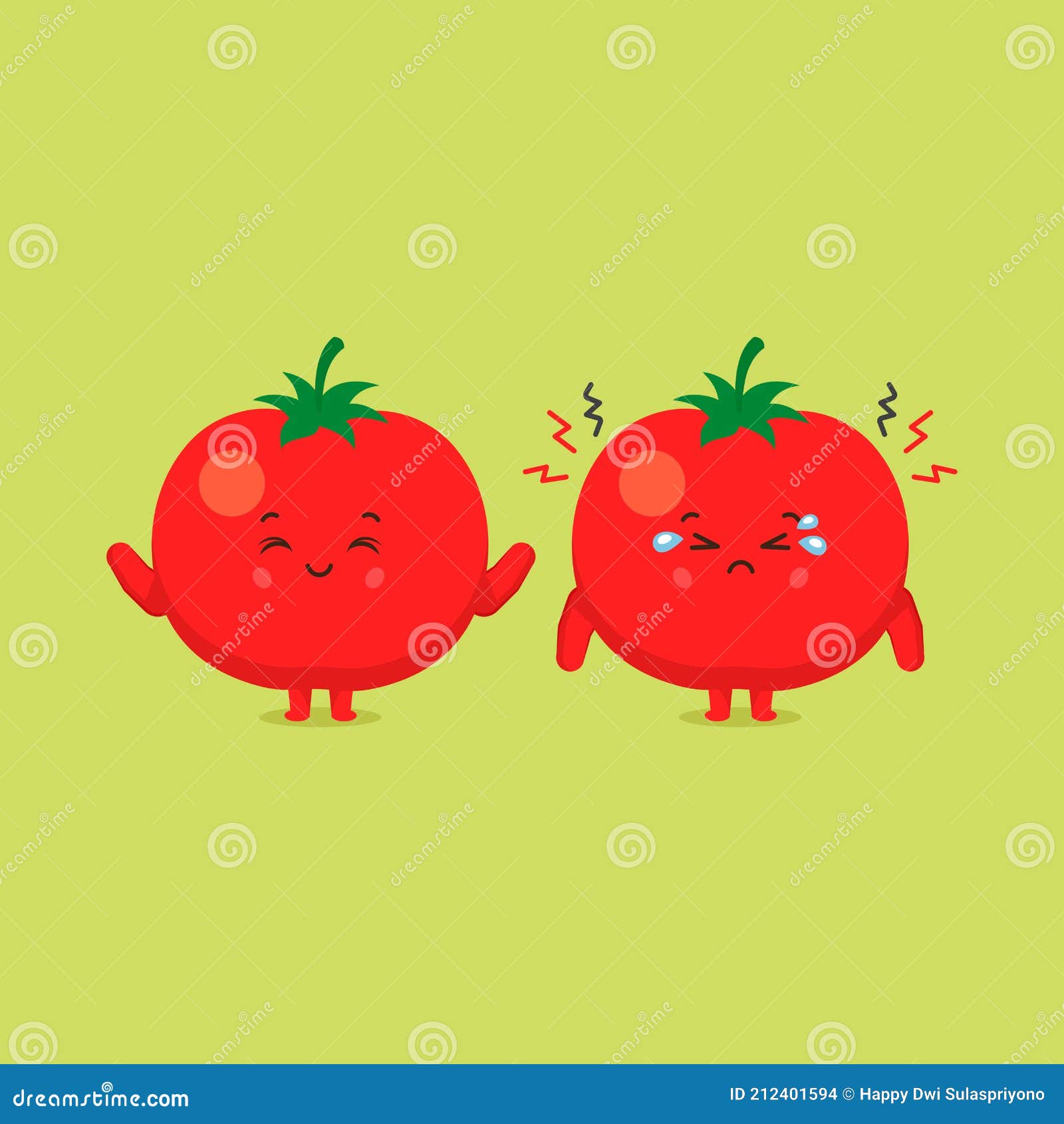 Cute Tomato Characters Smiling and Sad Stock Vector - Illustration of ...