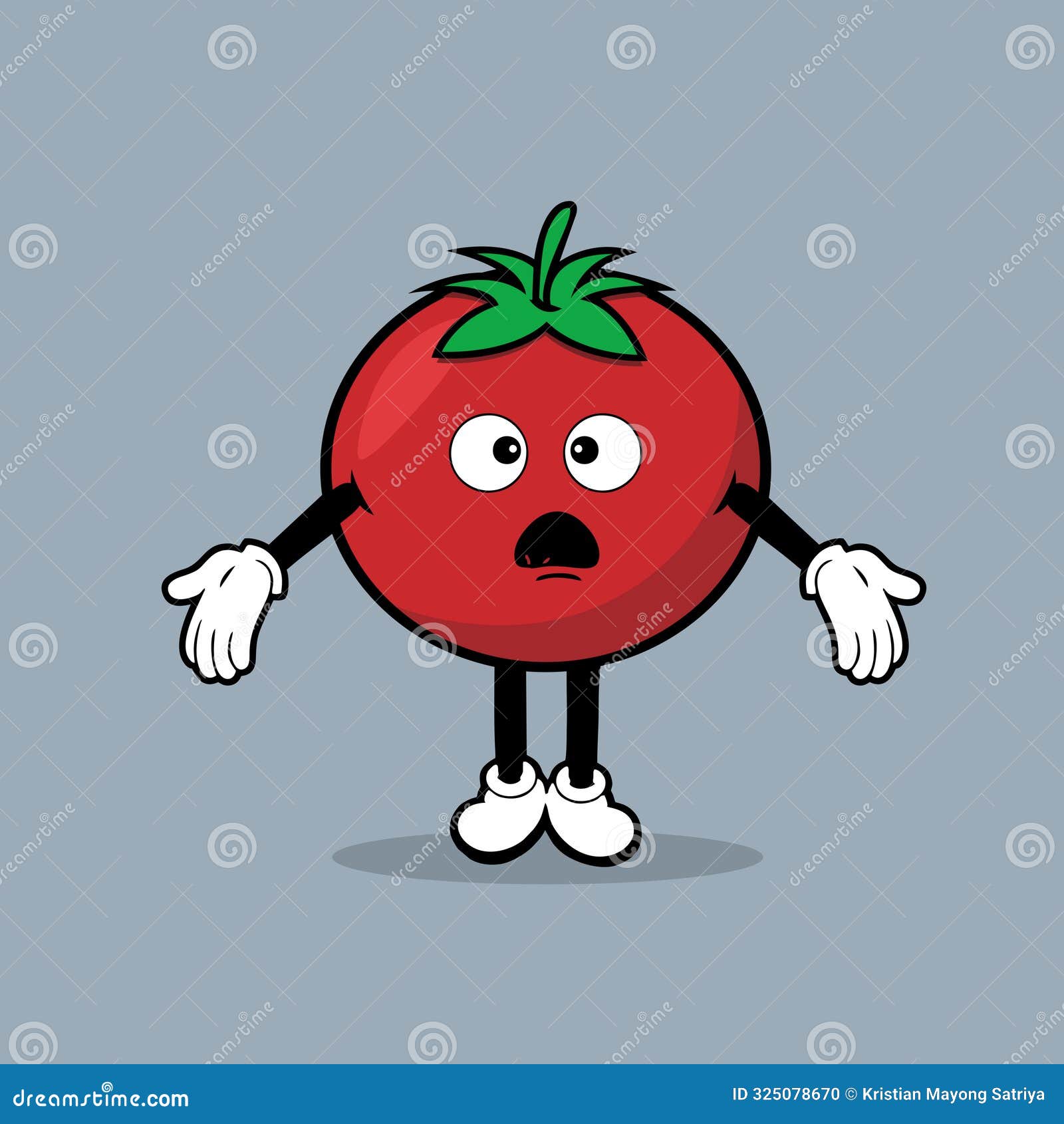 Cute Tomato Fruit Character with Confuse Expression Stock Vector ...