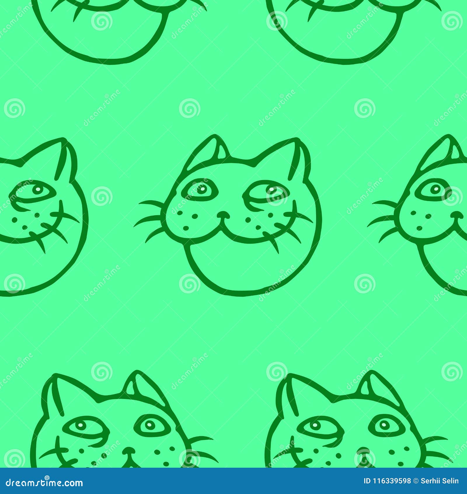 Cute Tomcat Head Pattern. Vector Illustration Stock Vector ...