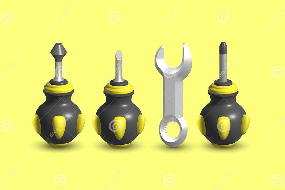 Cute Toolkit Device 3d Vector Illustration Work Equipment Hardware Stock Vector - Illustration ...