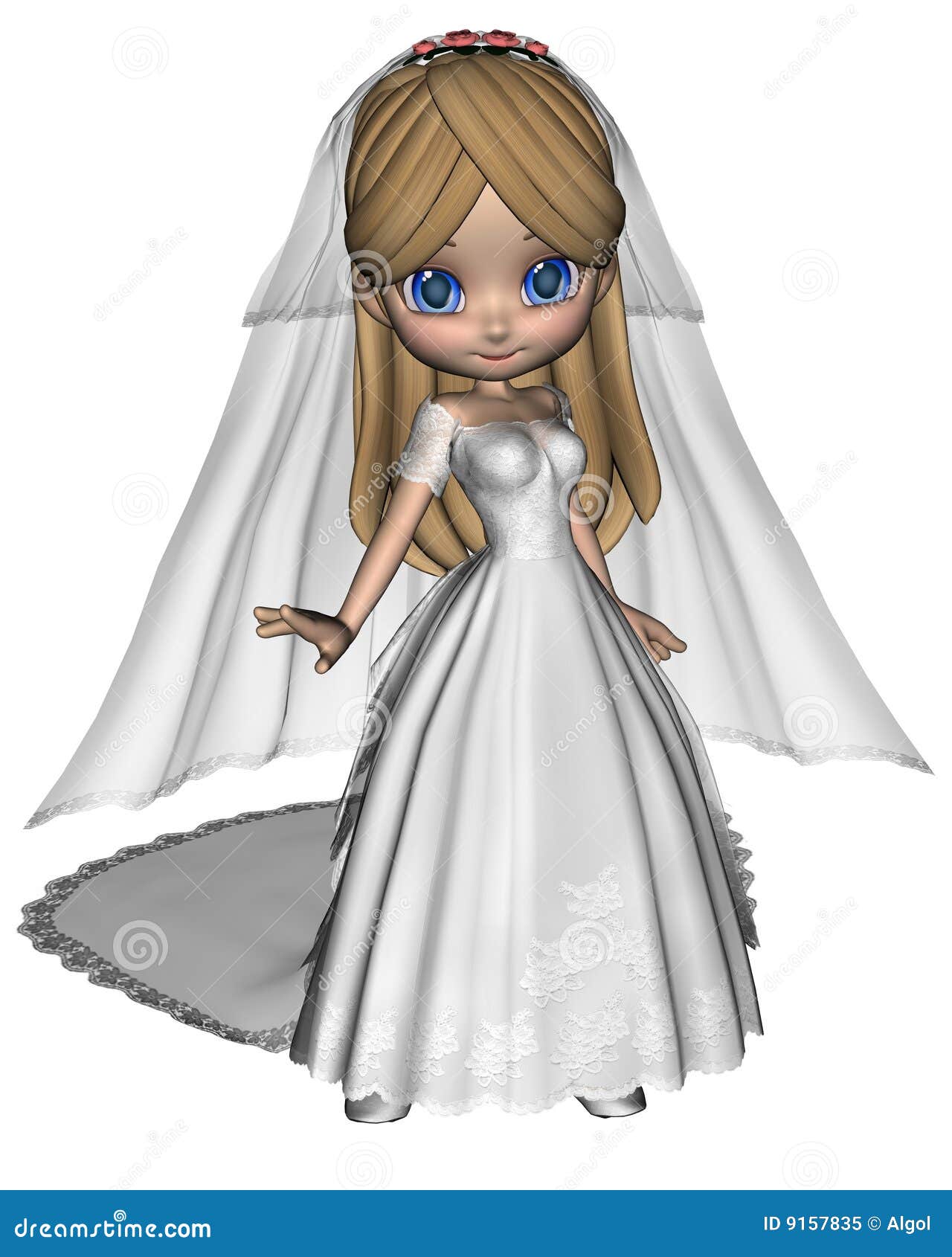 Cute Toon Bride stock illustration. Illustration of charm - 9157835