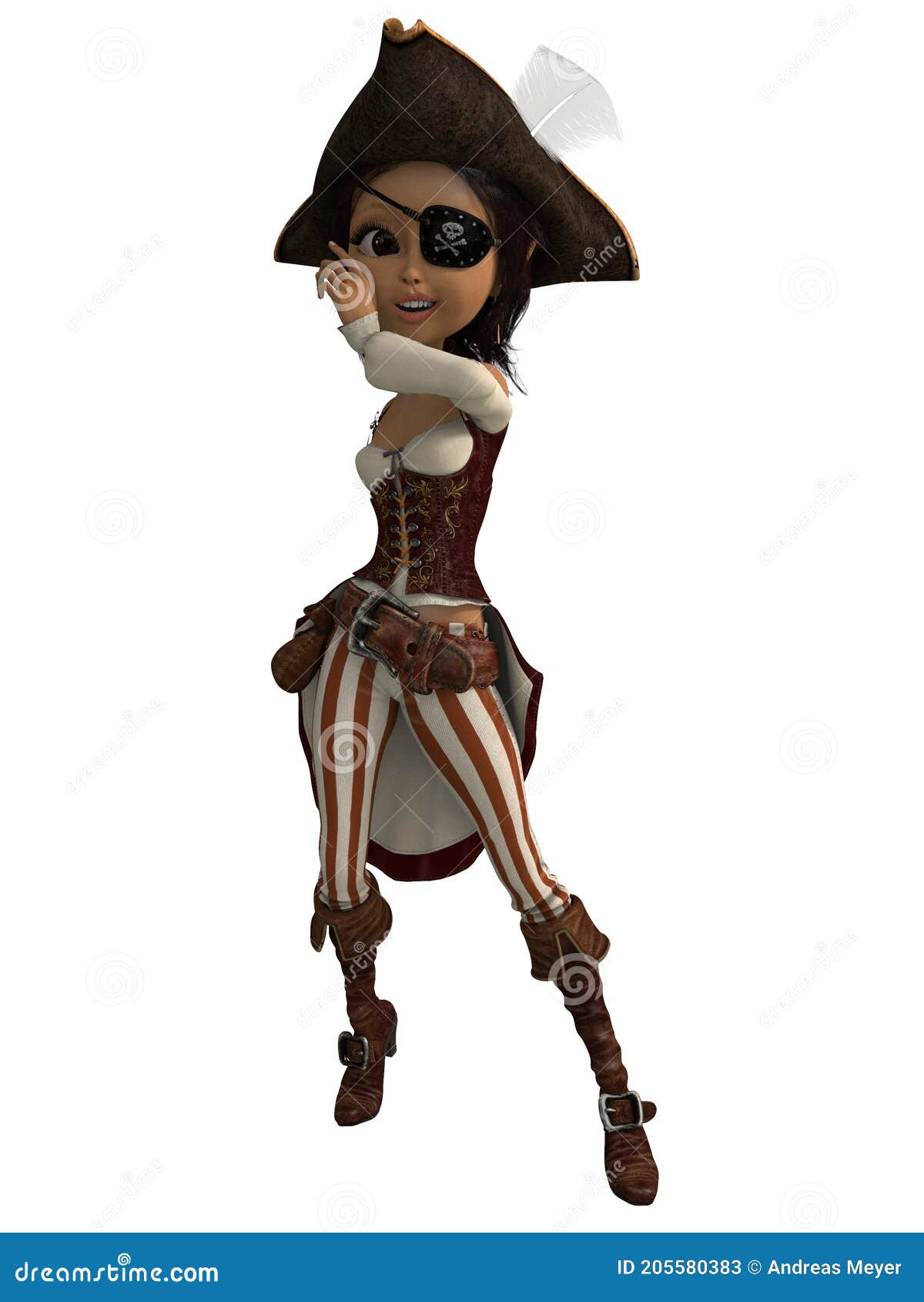 Cute toon pirate girl stock illustration. Illustration of caribbean ...