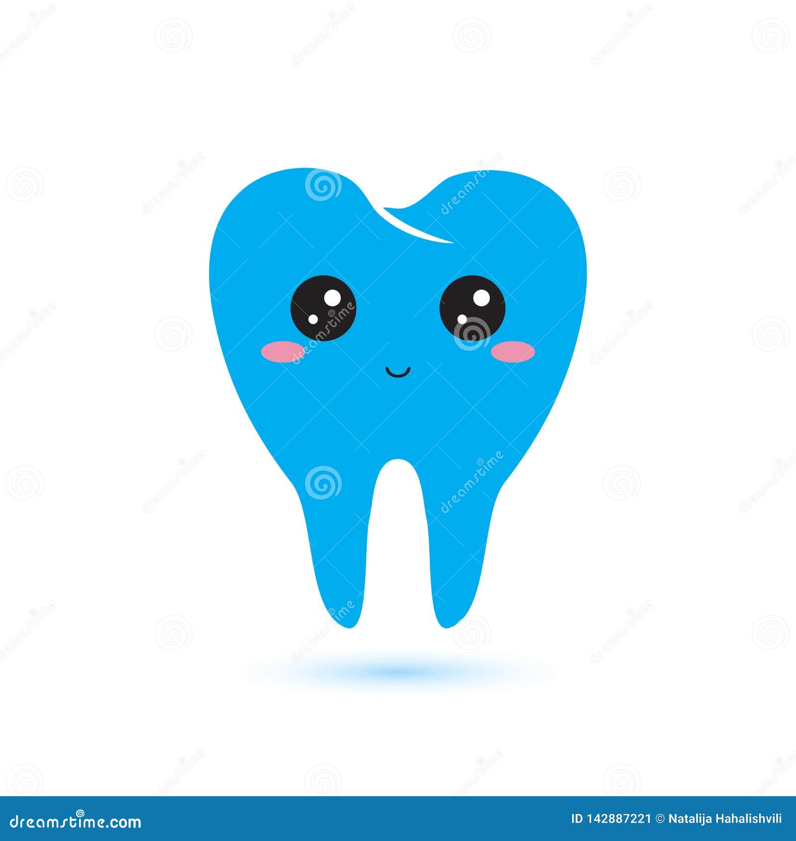 Cute Tooth Icon in Kawaii Japan Flat Style. Stock Vector - Illustration ...