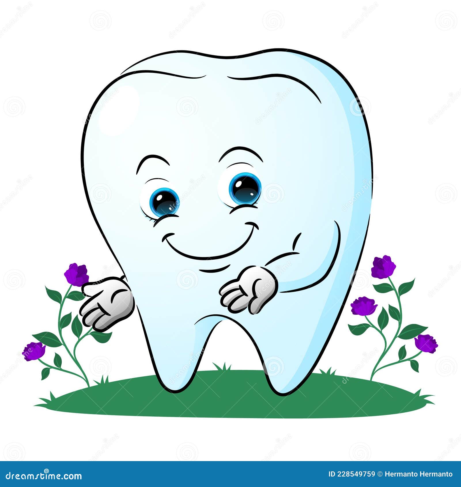 The Cute Tooth is Showing Something in the Garden Stock Vector ...