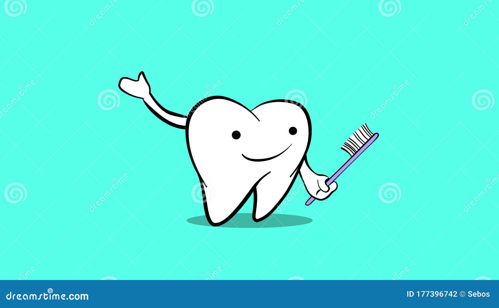 Cute Tooth with Toothbrush and Toothpaste. Looping Cartoon Animation ...