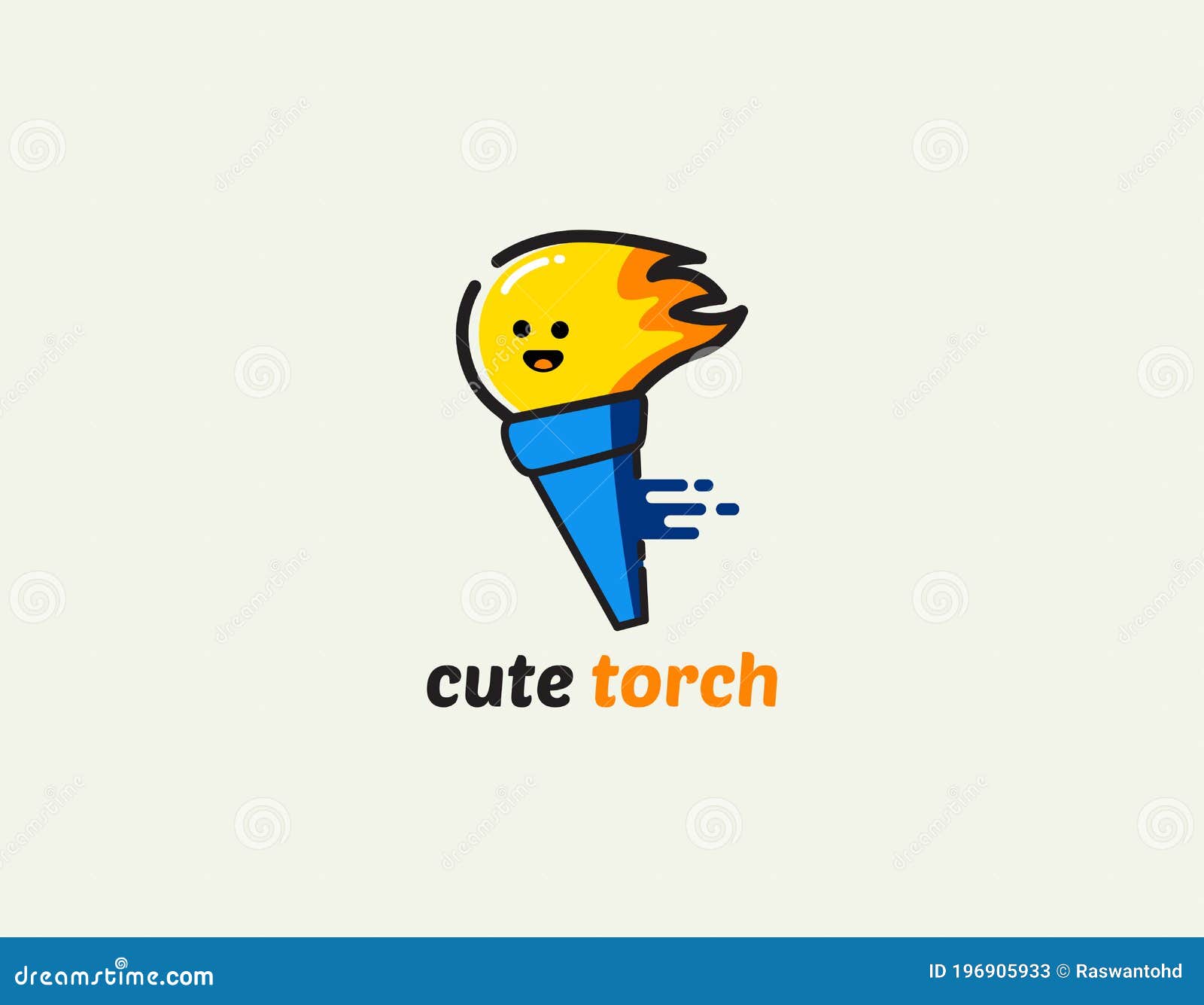 Cute Torch Logo Design Illustration Stock Vector - Illustration of ...