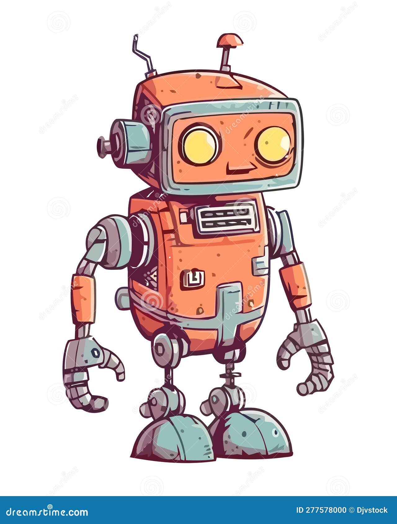 Cute toy robot standing stock vector. Illustration of cartoon - 277578000