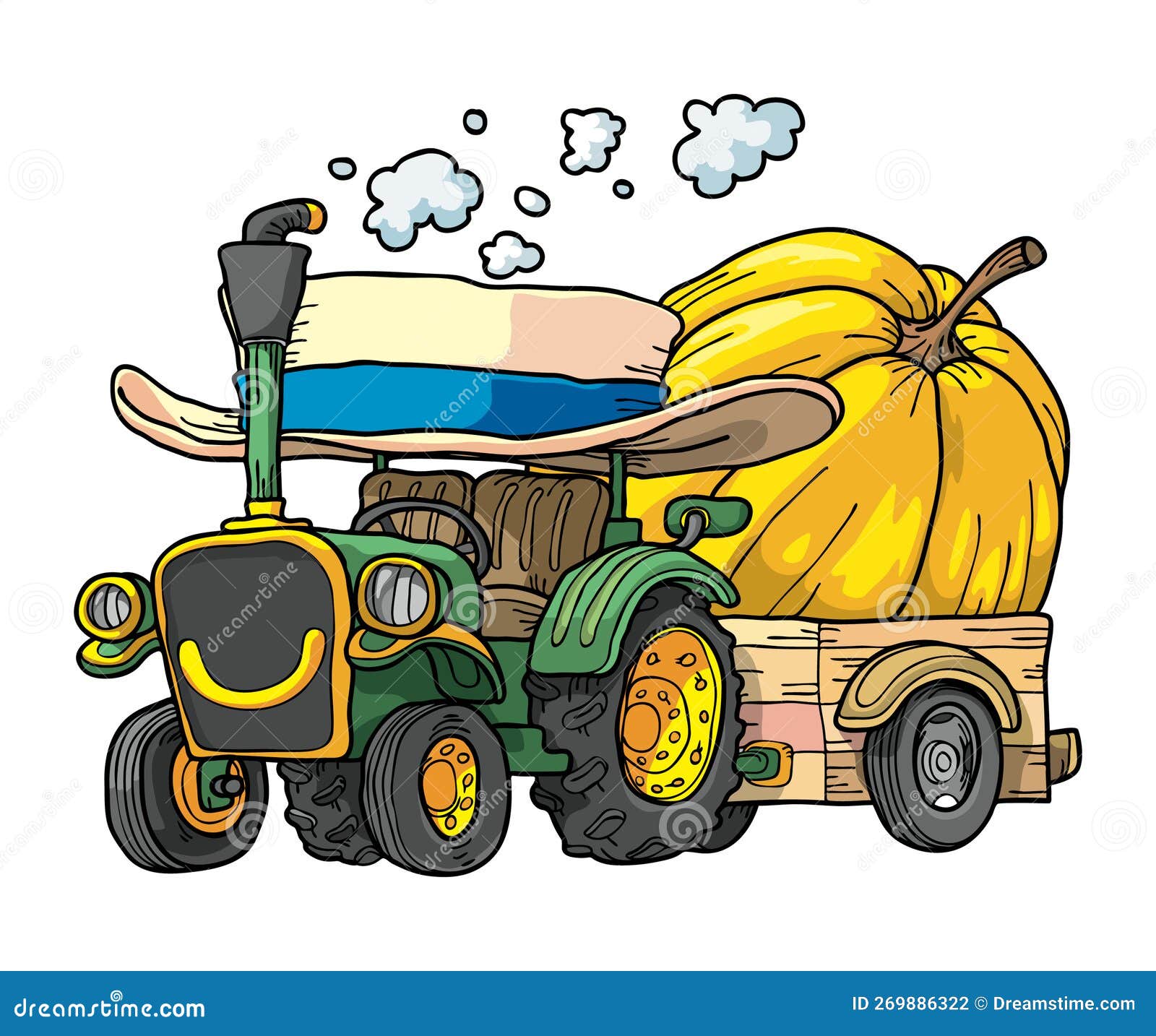 Cute Tractor Speaking Vehicle Illustration Cartoon Drawing Coloring ...