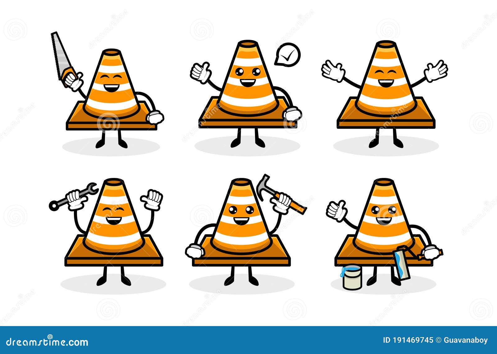 Set of Cute Traffic Cone Mascot Stock Illustration - Illustration of ... Set of Cute Traffic Cone Mascot Stock Illustration - Illustration of ...