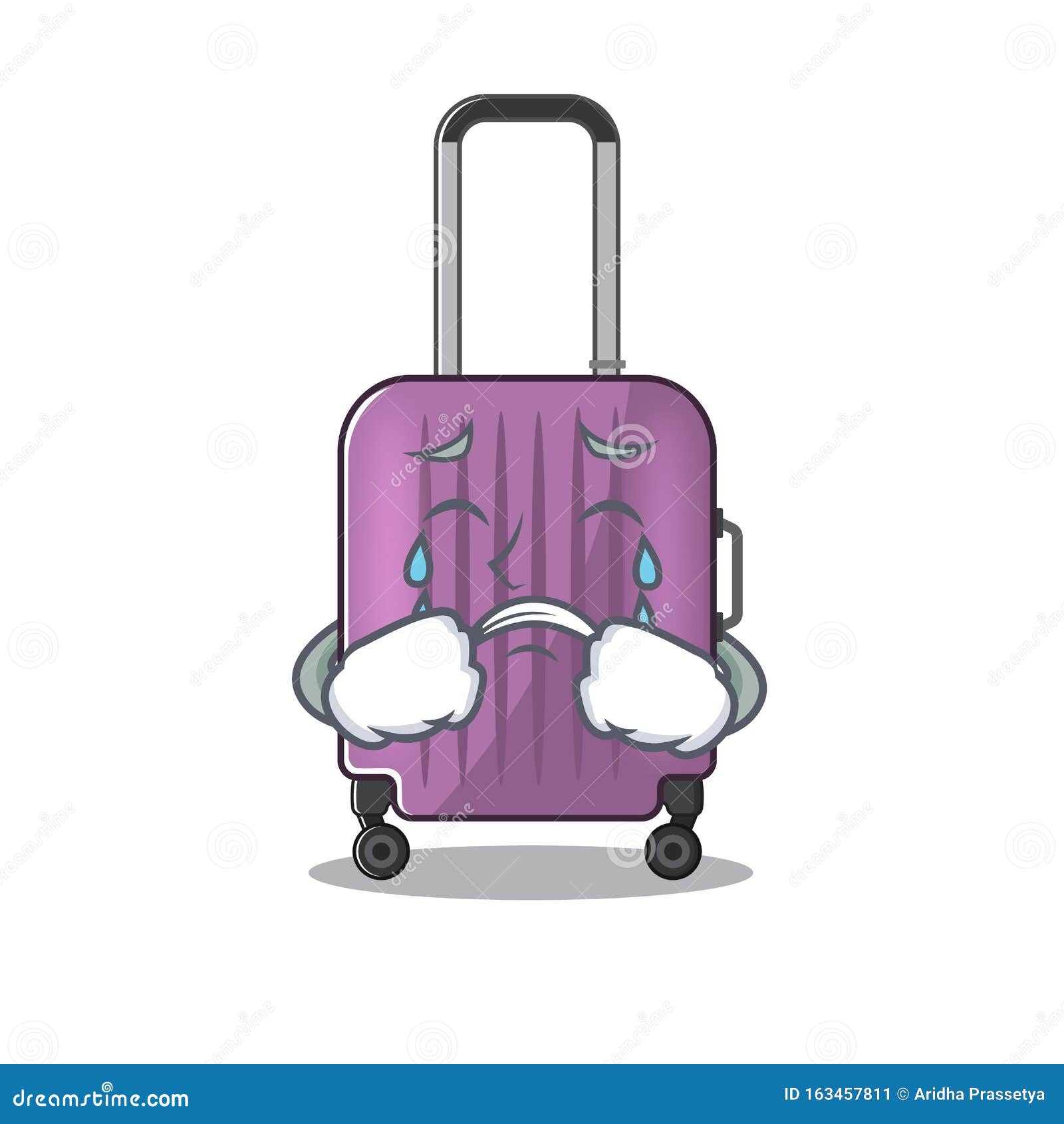 Cute Travel Suitcase the Crying Mascot Shape Stock Vector ...